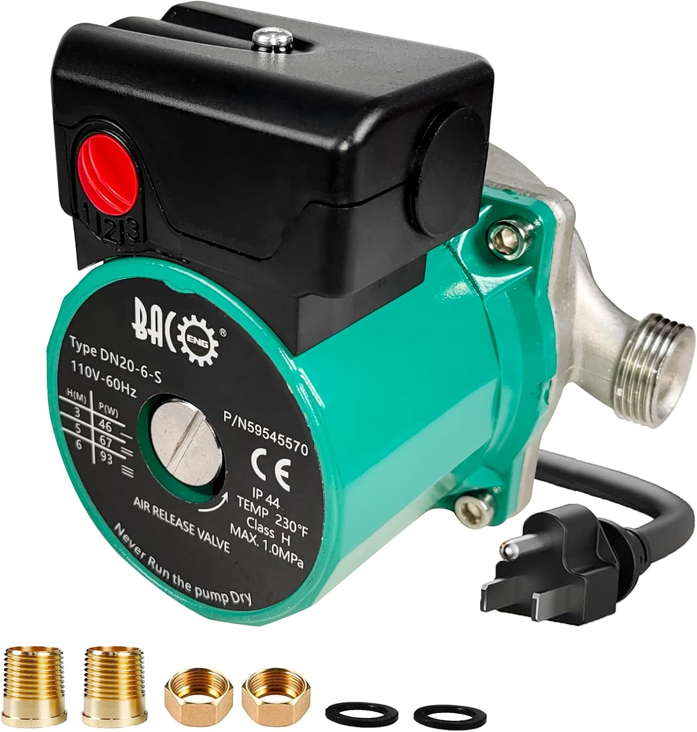 BACOENG Hot Water Recirculating Pump, 3/4" NPT 110V Automatic ...