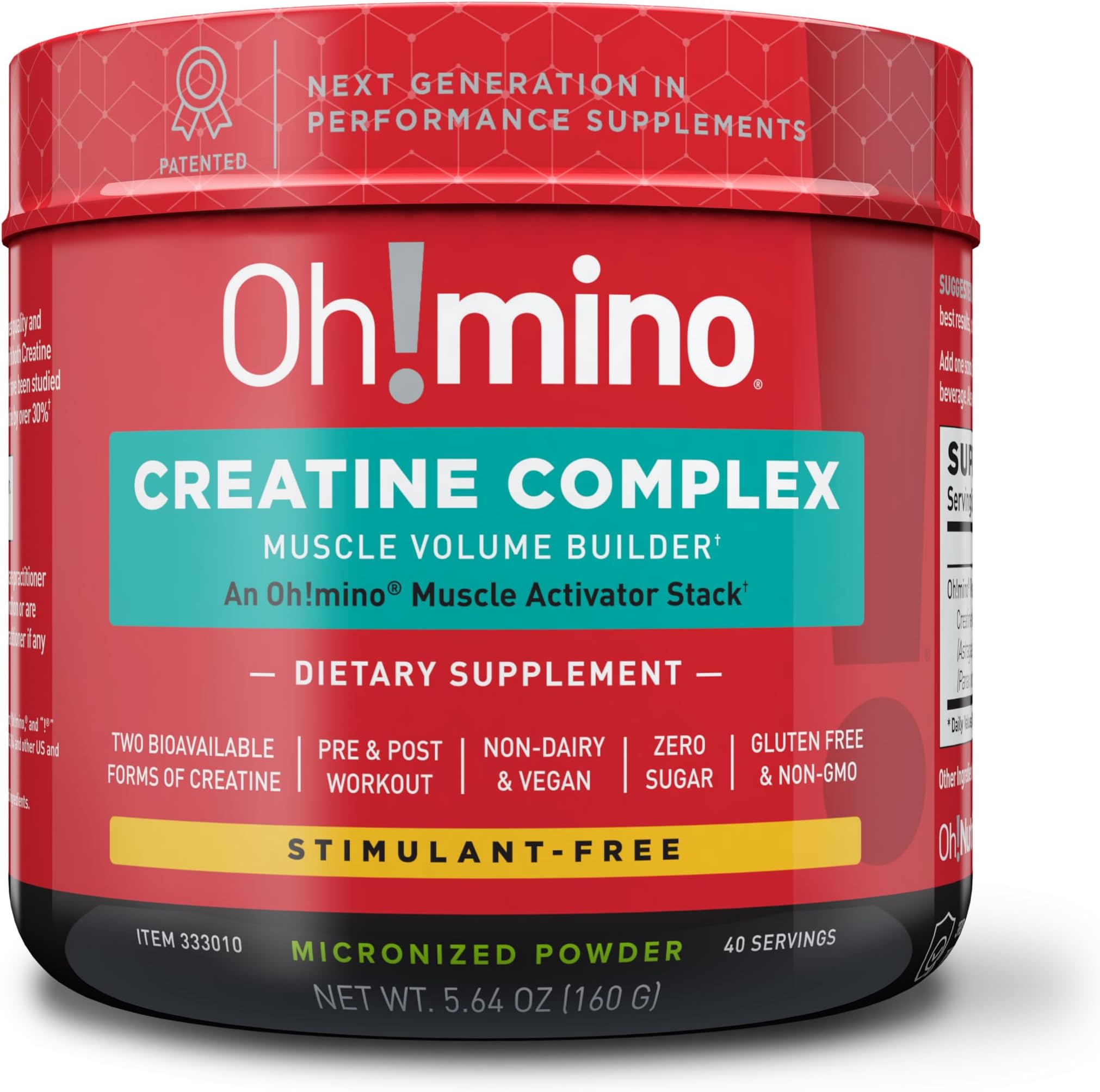 Amazon.com: Oh!mino Patented Creatine Complex Supplement: Vegan, Sugar ...