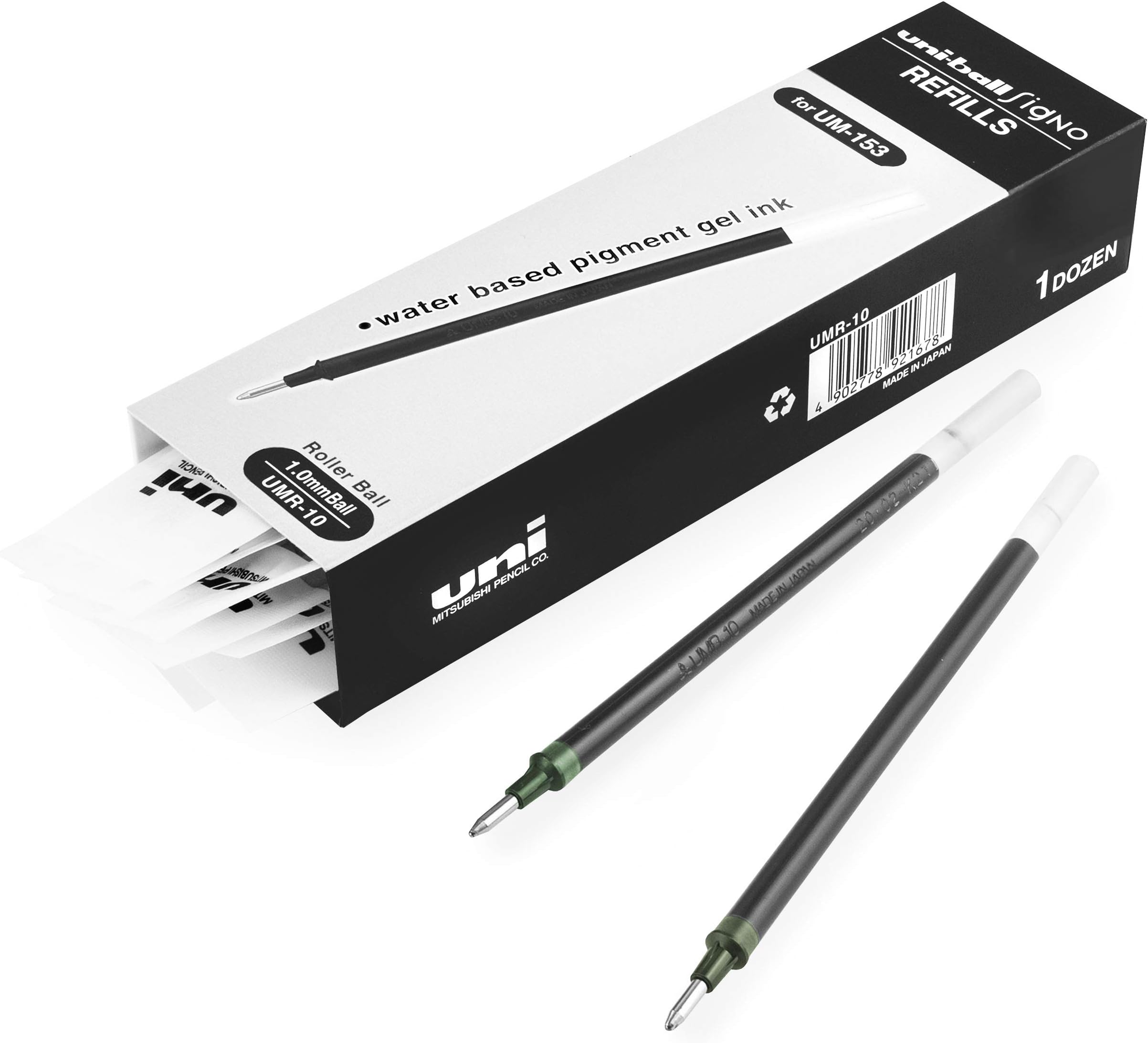 Uni-Ball Signo UM-153 Pen Refills - 1.0mm Nib - Gel Ink - Black - Pack ...