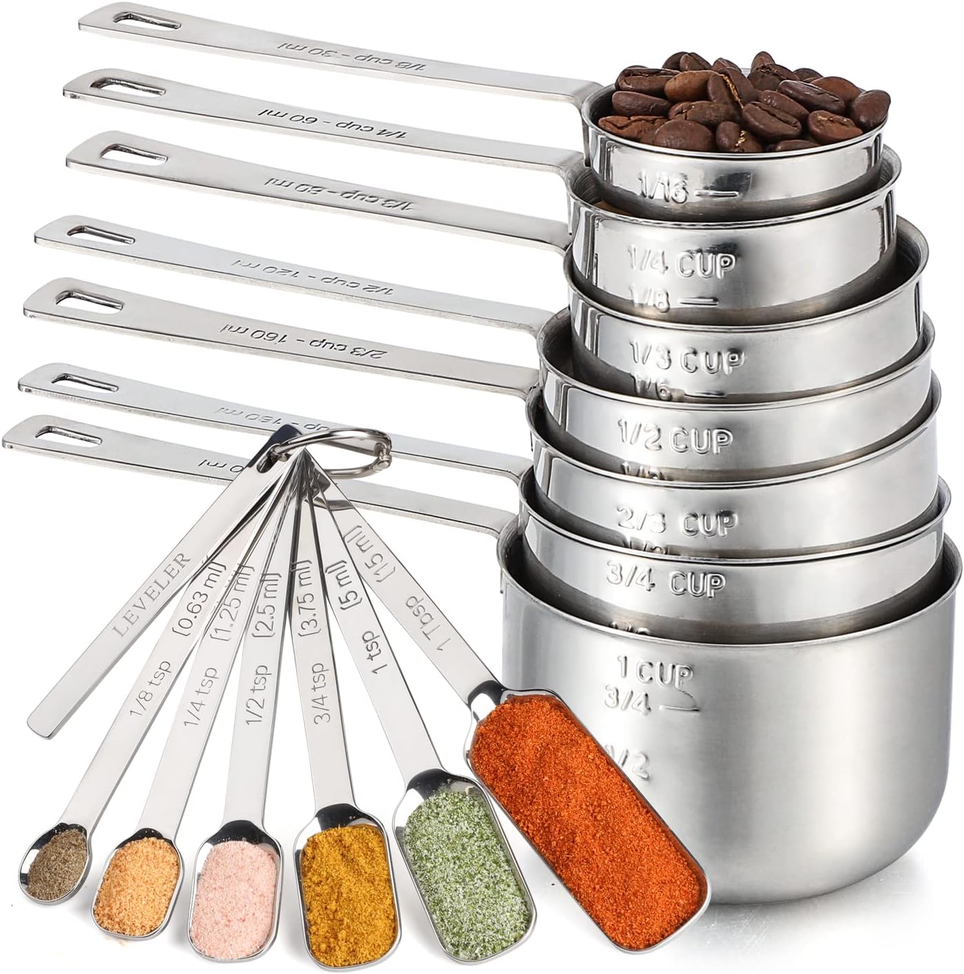 Amazon.com: Measuring Cups and Spoons Set Includes 7 Stackable ...