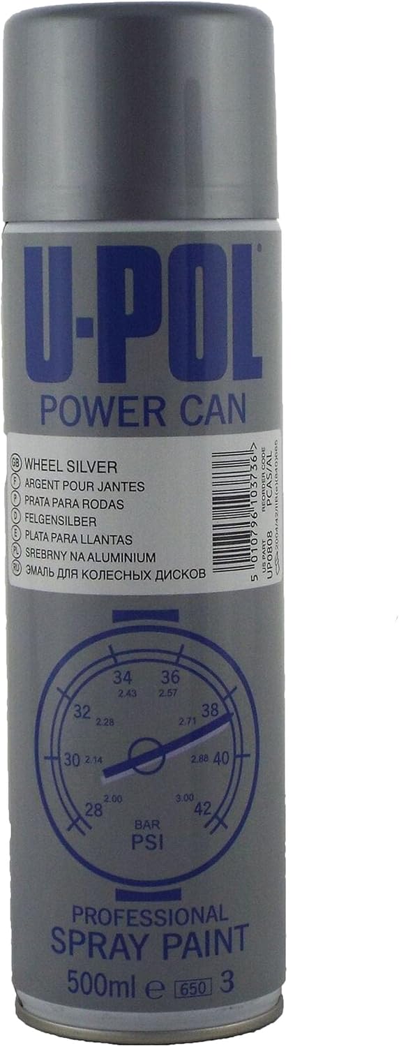 U-POL 6 x Power Can ALLOY WHEEL SILVER Paint 500ml Aerosol UPol ...