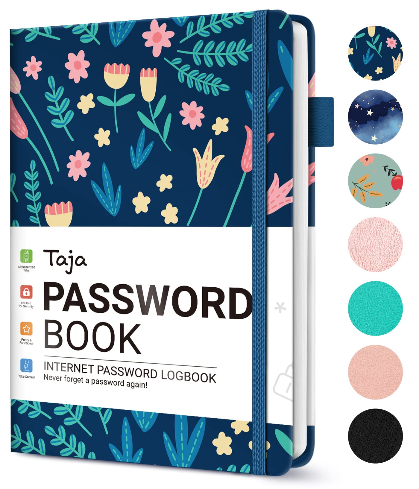 Amazon.com : Taja Password Keeper Book with Alphabetical Tabs，Small ...
