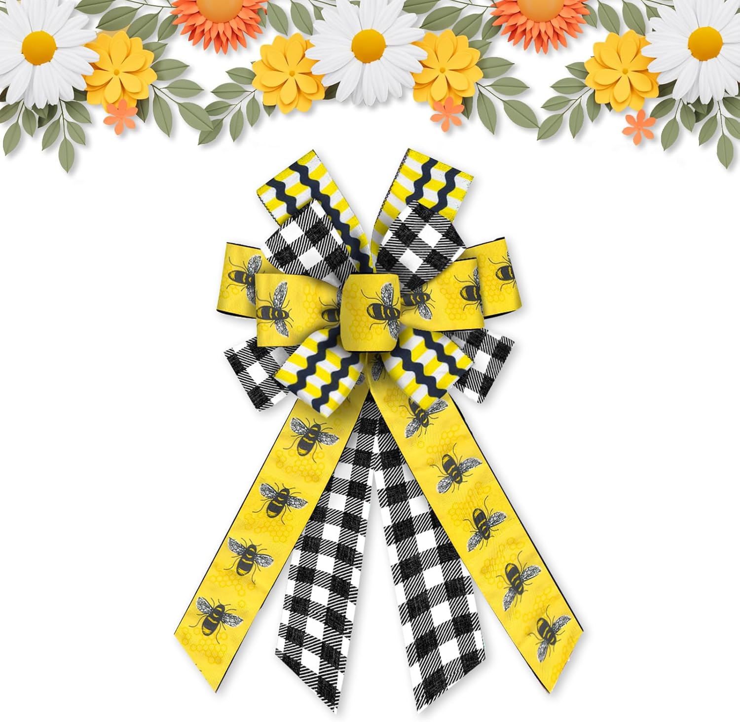 Amazon.com: Estivaux Large Spring Summer Bows for Wreath, Happy Bee Day ...