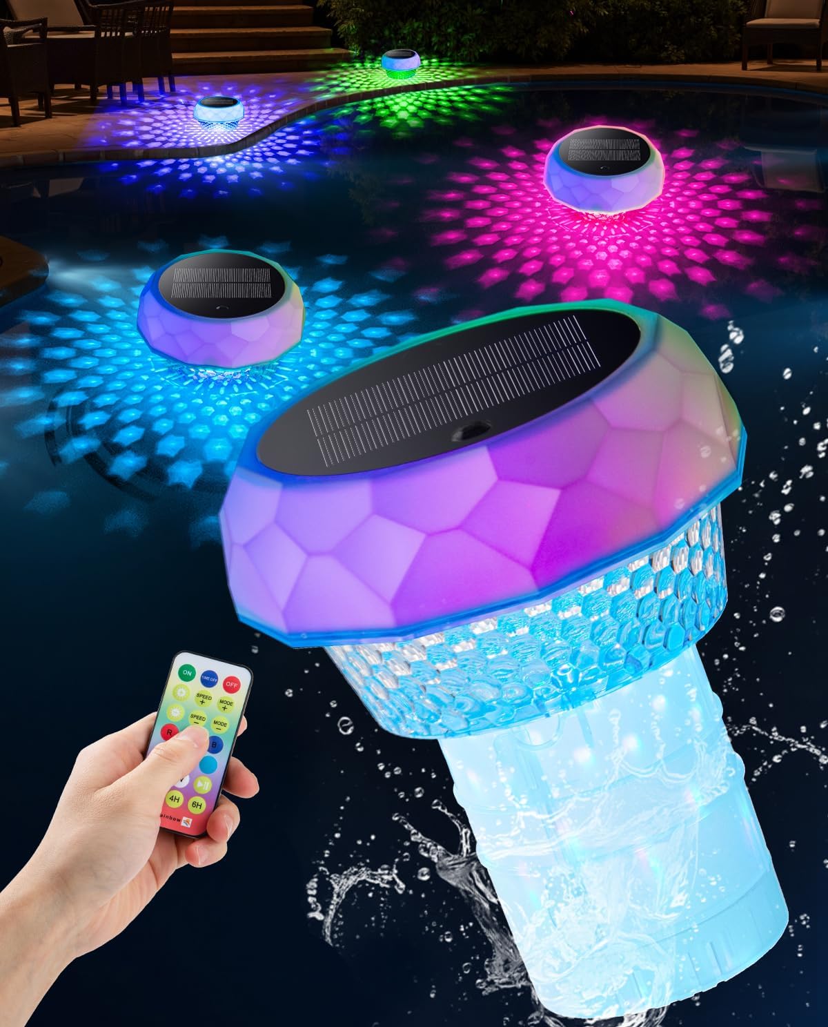 Amazon.com : Solar Pool Chlorine Floater with Colorful Lights, Remote ...