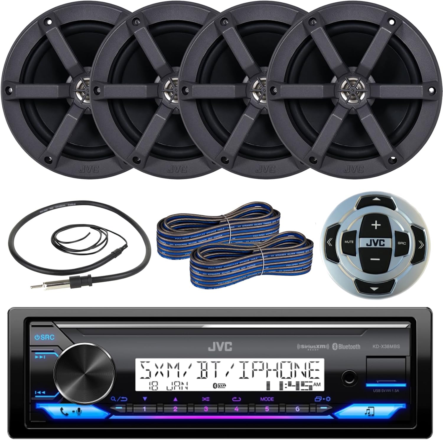 Amazon.com: JVC Single DIN in-Dash Bluetooth Radio USB AUX AM/FM ...