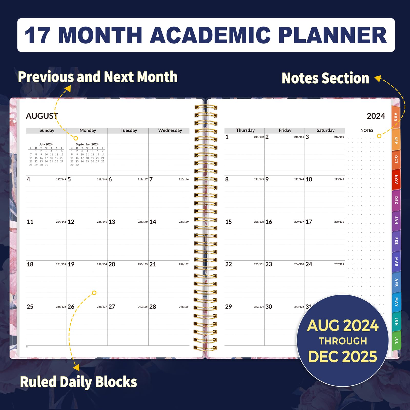 Snapklik.com : SUNEE Academic Planner 2024-2025 Weekly And Monthly ...