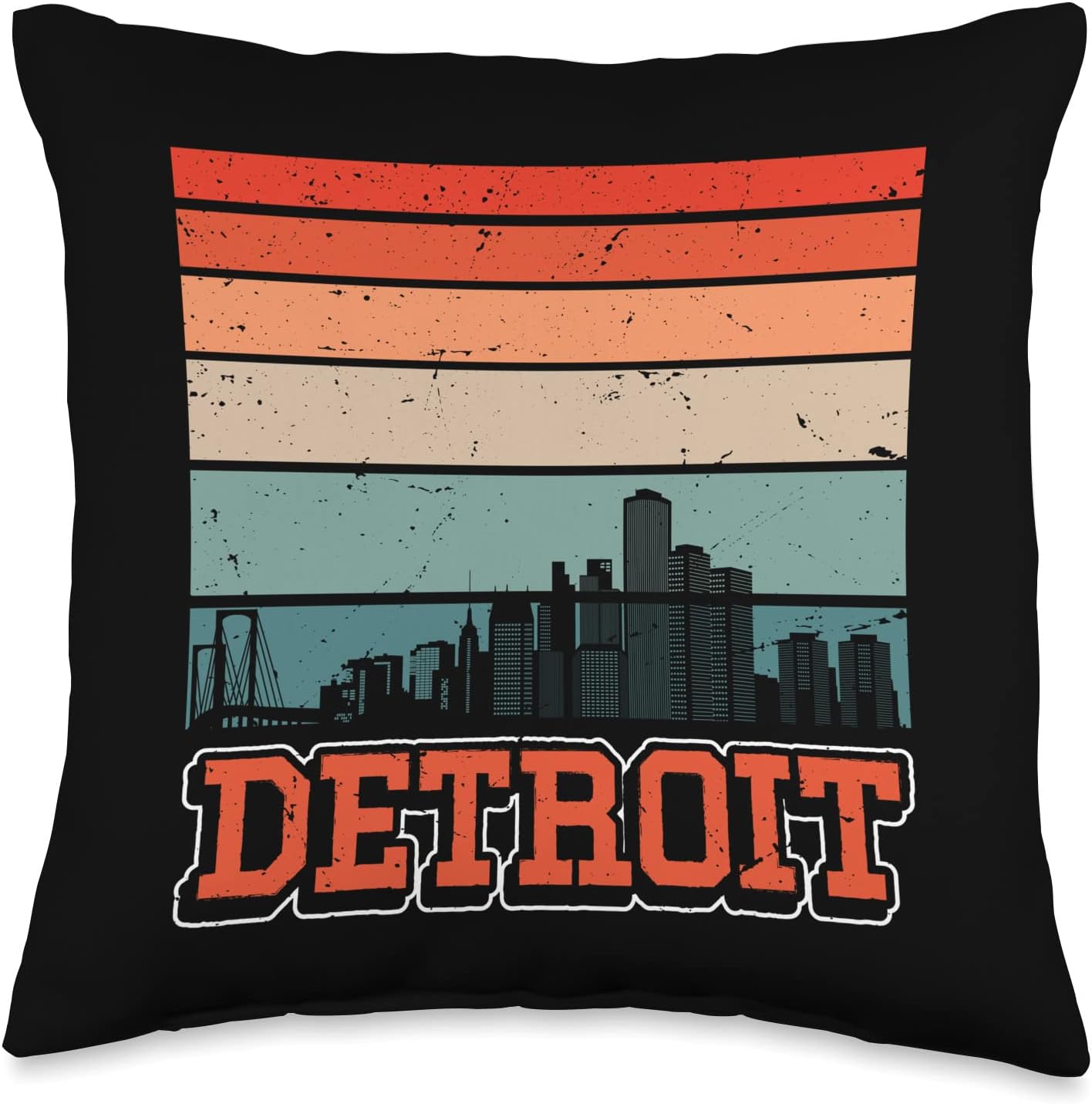 Amazon.com: Detroit Michigan USA Retro Vintage Sunset Skyline Detroit ...