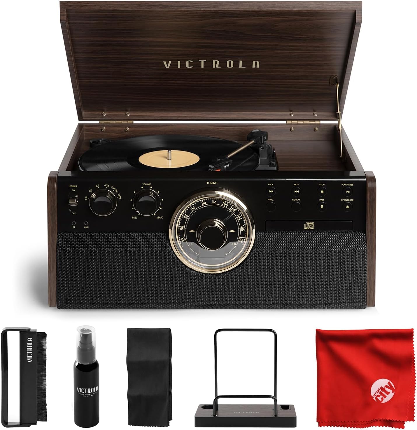 Amazon.com: Victrola Empire 6-in-1 Wood Mid Century Modern Bluetooth ...