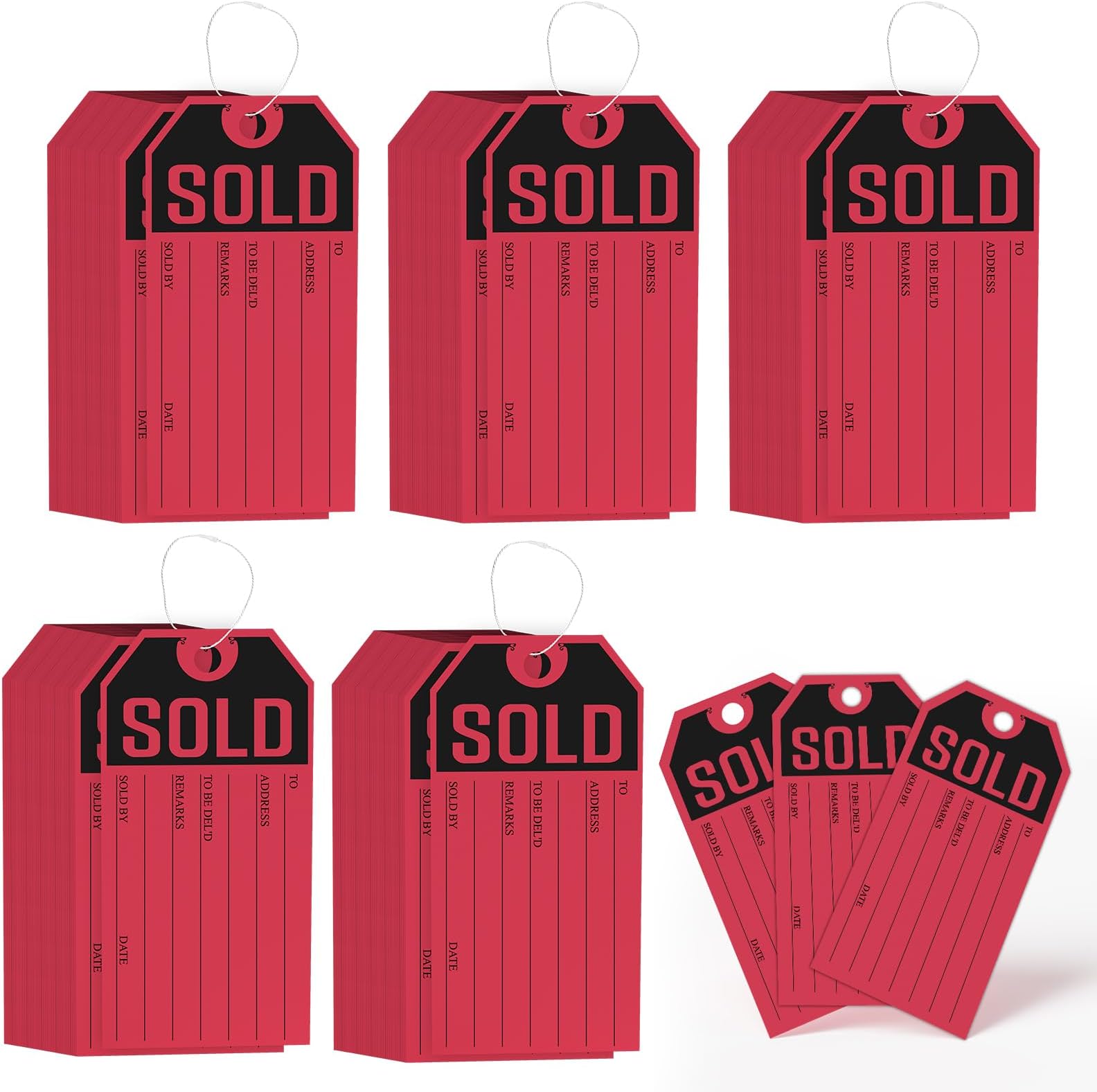 Amazon.com : Sold Tags - Heavy Duty Weatherproof - Pack of 100 Red ...