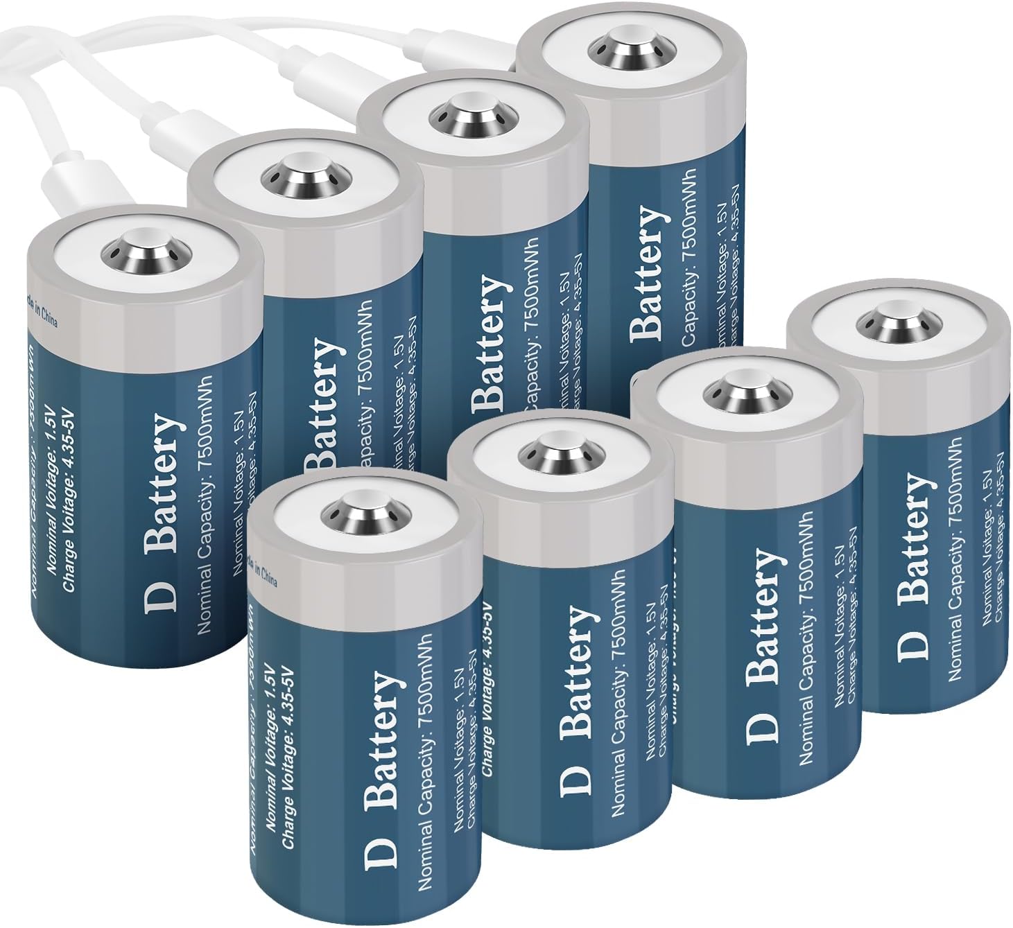 Amazon.com: TOPUSSE 8 Pack Rechargeable Lithium D Cell Batteries ...