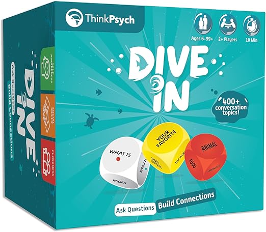 Amazon.com: ThinkPsych Dive in - SEL Conversation Dice Game with 400 ...