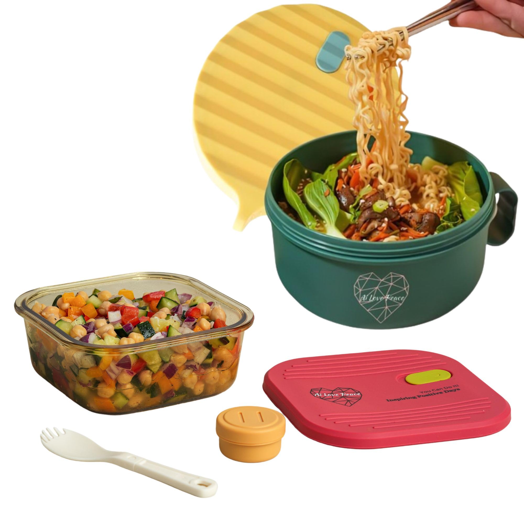 Amazon.com: AI LOVE PEACE Microwaveable Kitchen Bowl and Glass ...