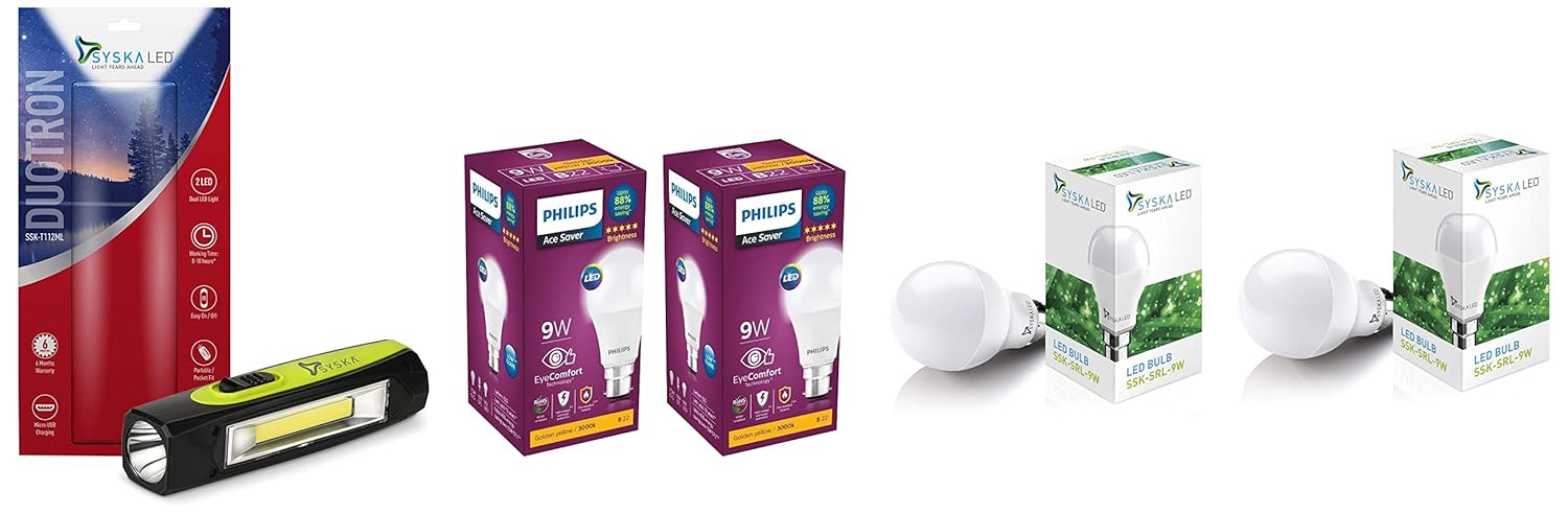 Buy SYSKA T112ML DUOTRON 1W Led Rechargeable Torch (Green) & Syska SSK ...