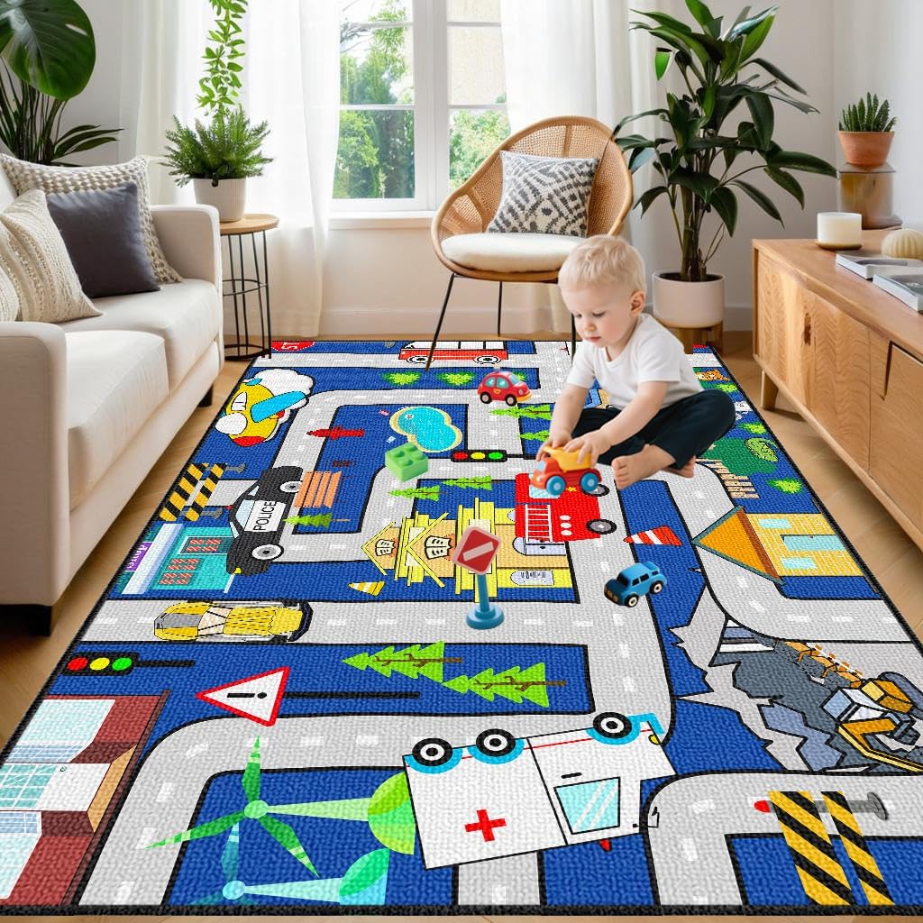 Amazon.com: Kids Car Rug Play Mat - City Life Map Car Mat for Kids Toy ...