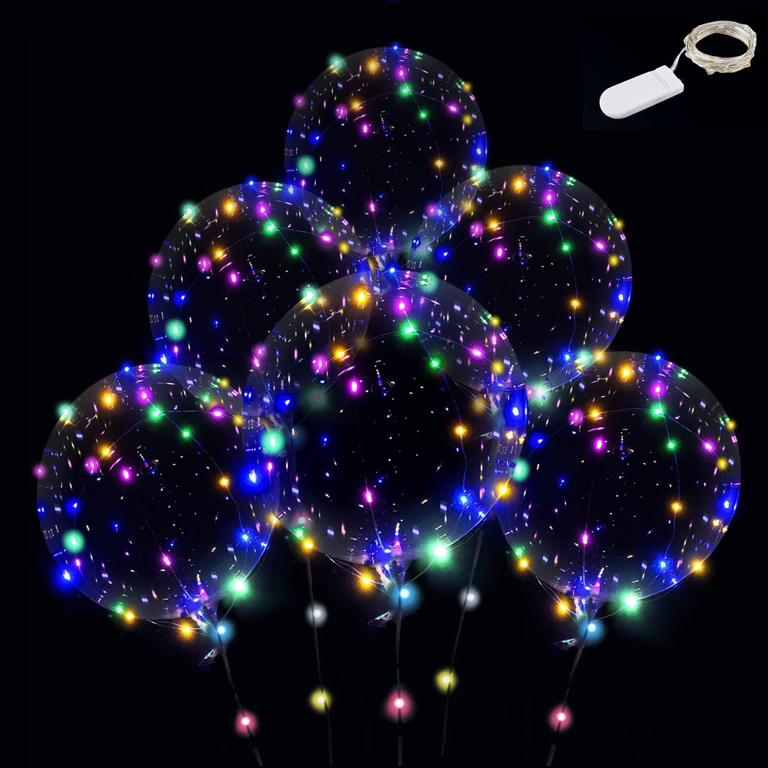 Amazon.com: Colorful Led Balloons 6set Light up Balloons Clear Bobo ...