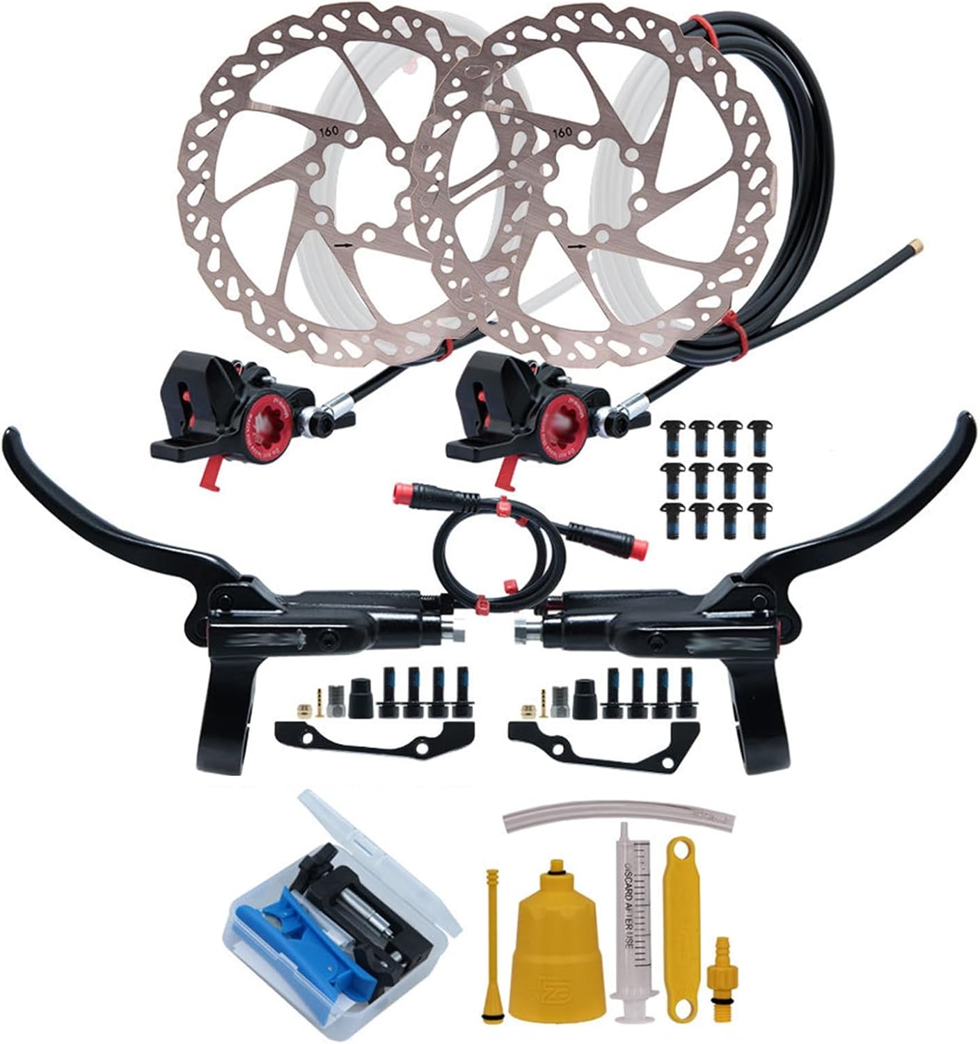 Amazon.co.jp: 2 Piston E-Bike Hydraulic Disc Brake Set with 2 Pin Split ...