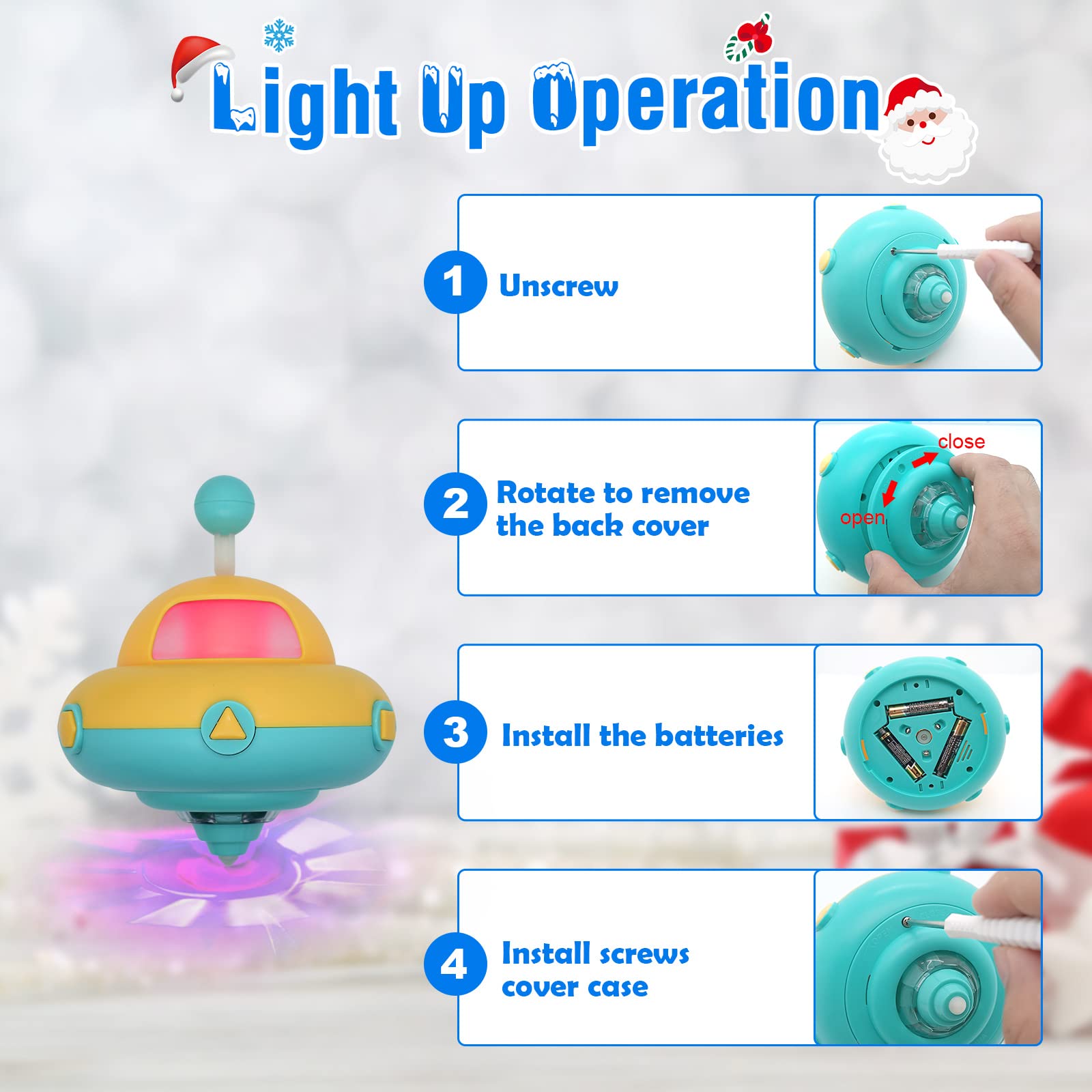 2 Pcs Spinning Top, Light Up Sensory Toys Toddlers 3-4, Indoor ...