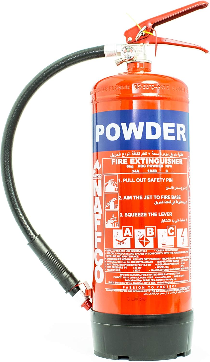 NAFFCO Portable Powder Fire Extinguisher - Civil Defense Approved - 6KG ...