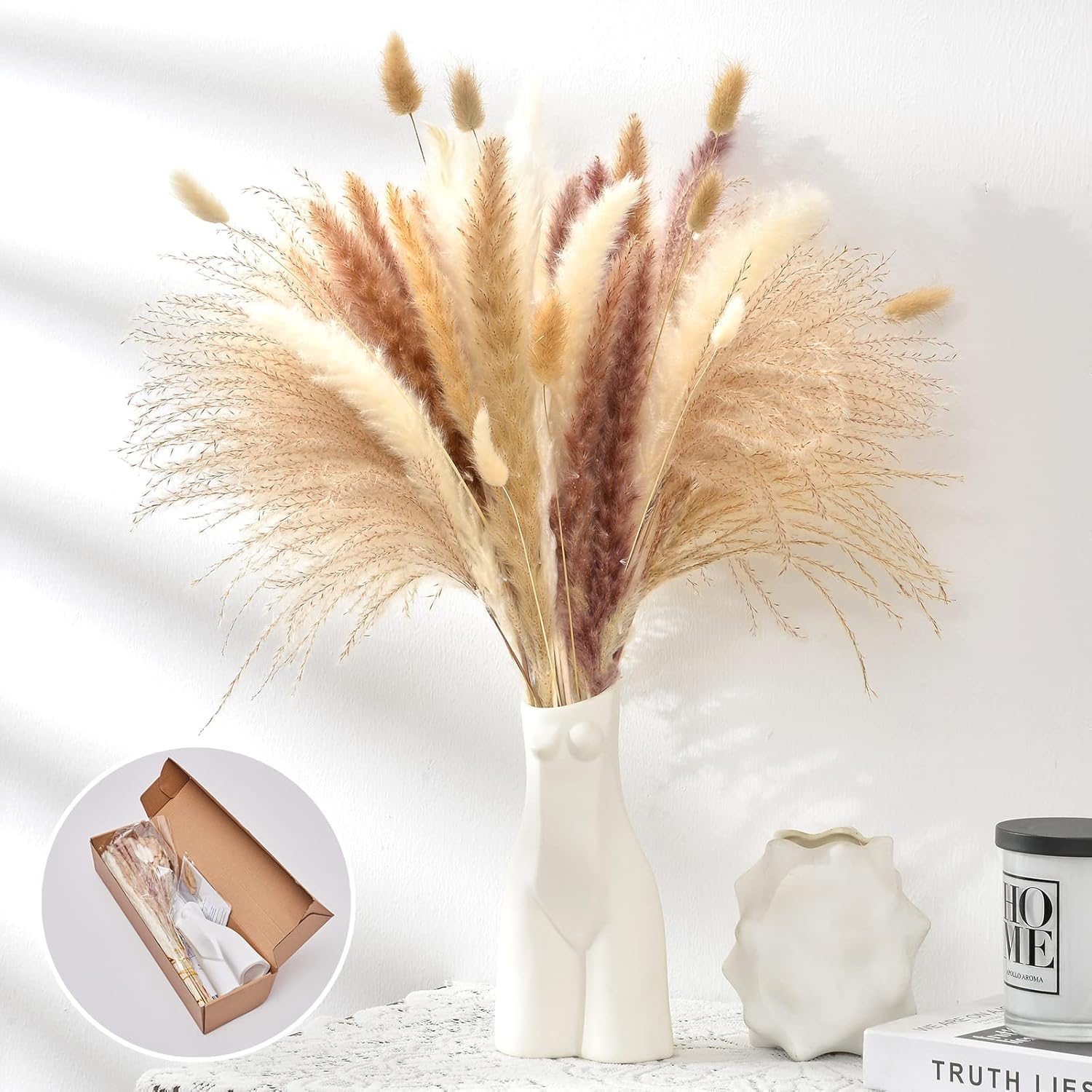 Amazon.com: TIYONO-MATT Pampas Grass with Vase Included (Pampas) : Home ...