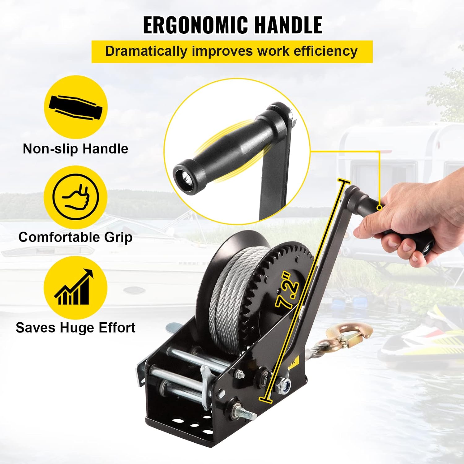 Buy VEVOR Rope Crank, 3500 LBS Capacity Heavy Duty Hand Winch with 10 m ...