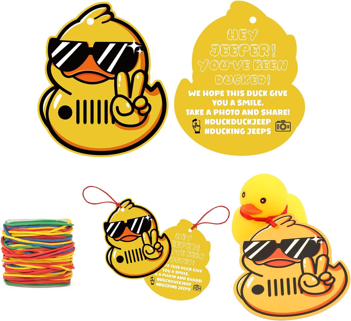 Luter 60pcs Duck Tags - Funny Jeep Tags with Round Hole and 60 Colorful ...