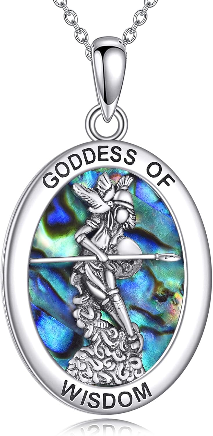 CRMAD Greek Athena Necklace for Women Men Sterling Silver Abalone Shell ...