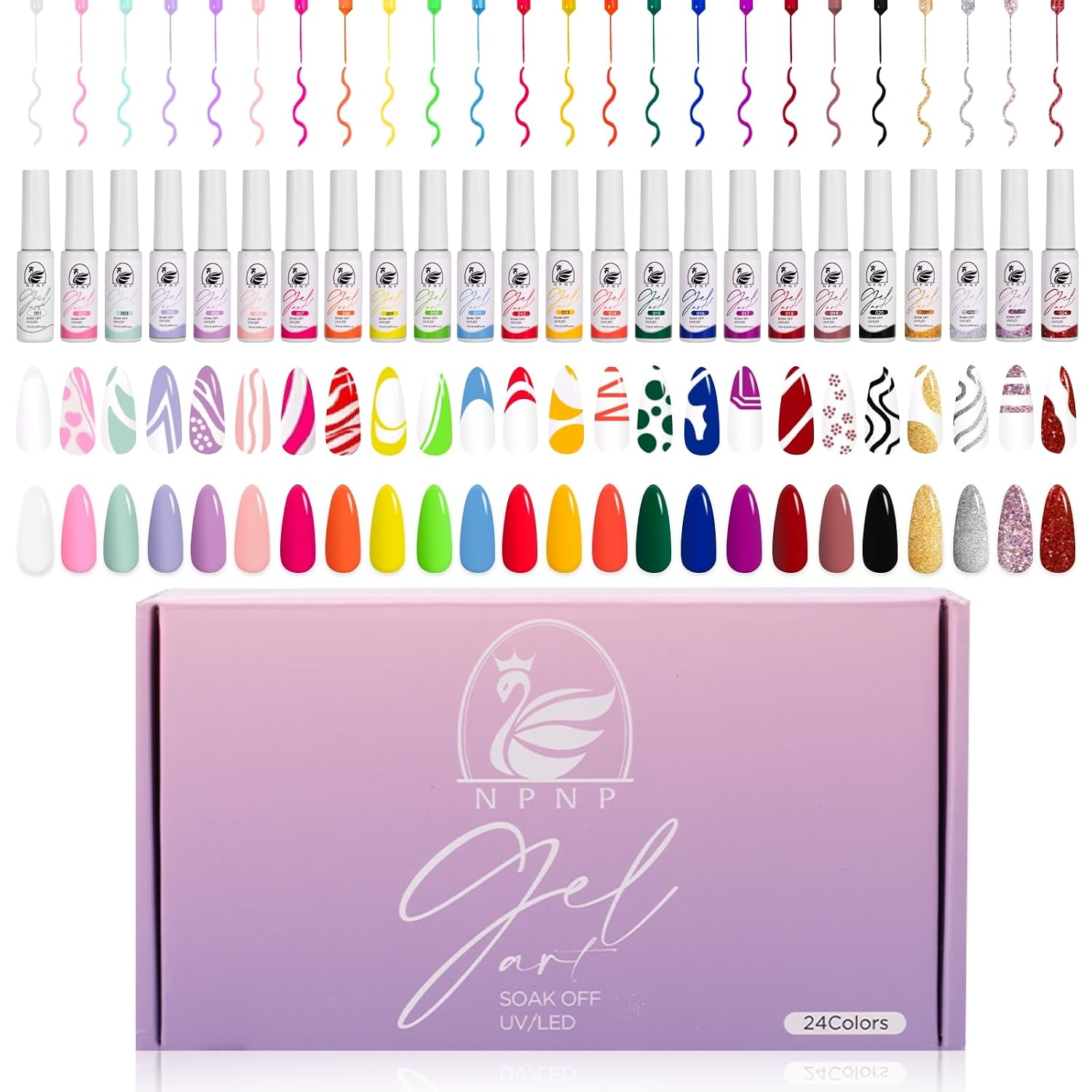 Amazon.com : NPNP Gel Liner Nail Art Set 24 Colors, Gel Polish for ...