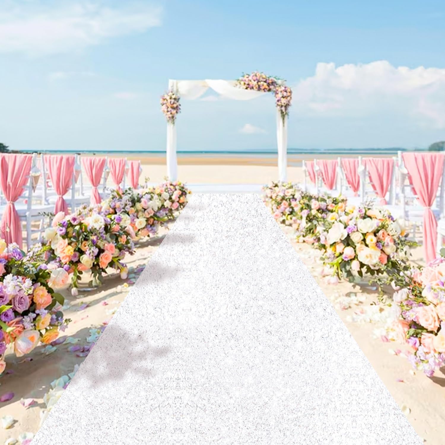 Snapklik.com : White Aisle Runner 2FTx15FT Shiny Sequin Aisle Runner ...