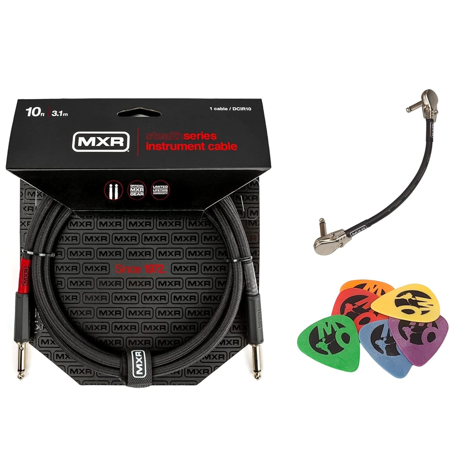 Amazon.com: MXR Stealth Instrument Cable 10ft Bundle with MXR Patch Cable & 6-Pack Musician ...