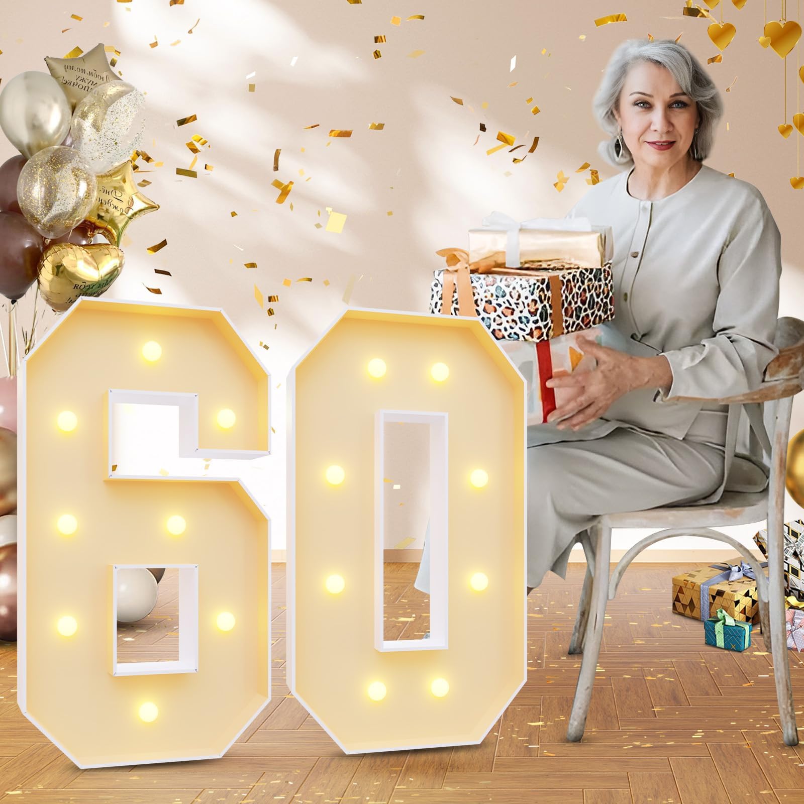 Amazon.com: 3FT 60th Birthday Decorations Numbers: 60th Birthday Party ...