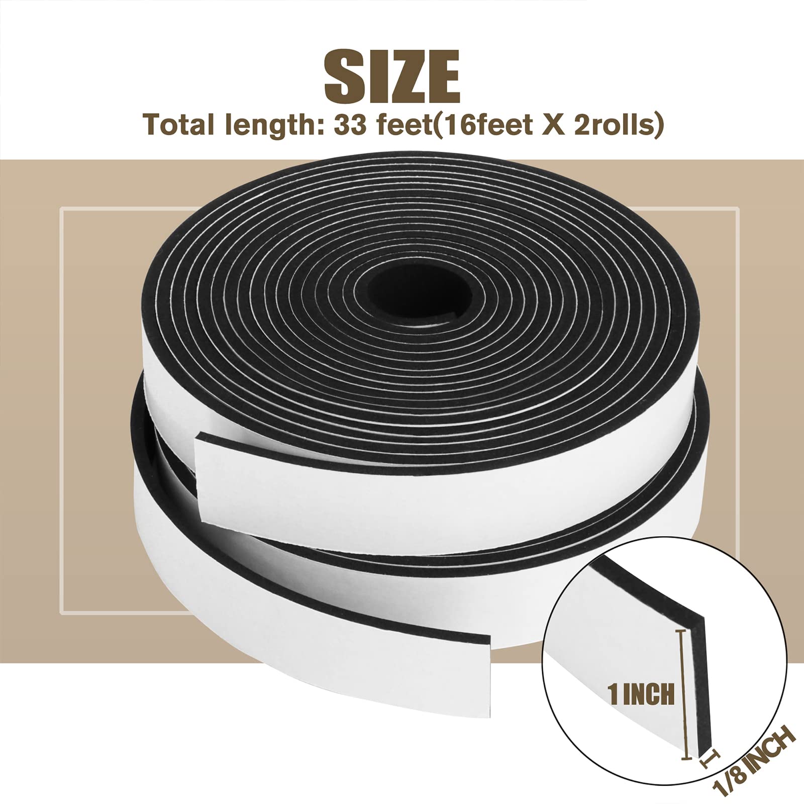 Snapklik.com : 2 Rolls 1 Inch X 16 Feet Foam Tape,Weather Stripping ...