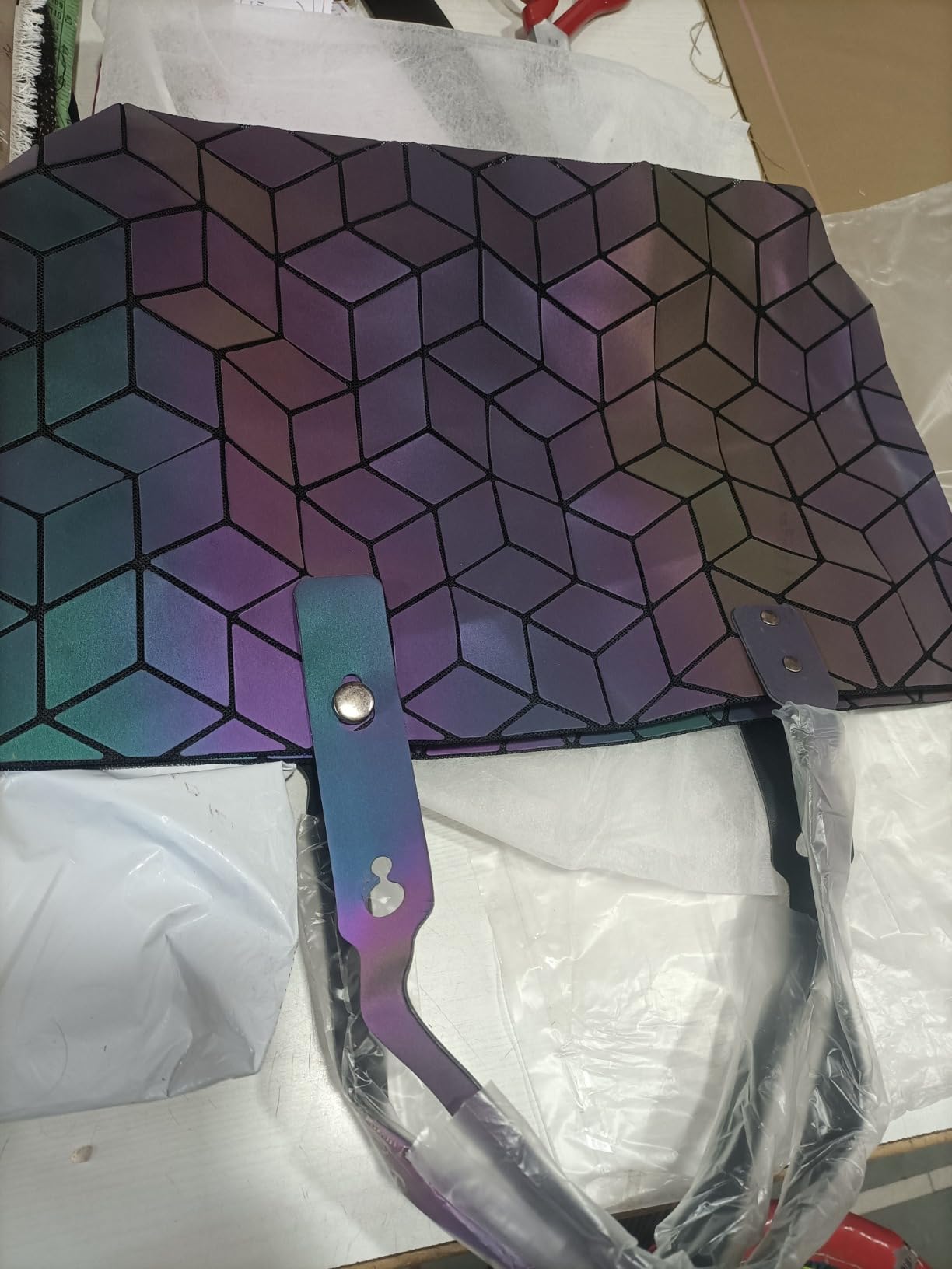 BAGSWORKS Luminous Handbag For Women | Holographic Reflective Tote Bag ...