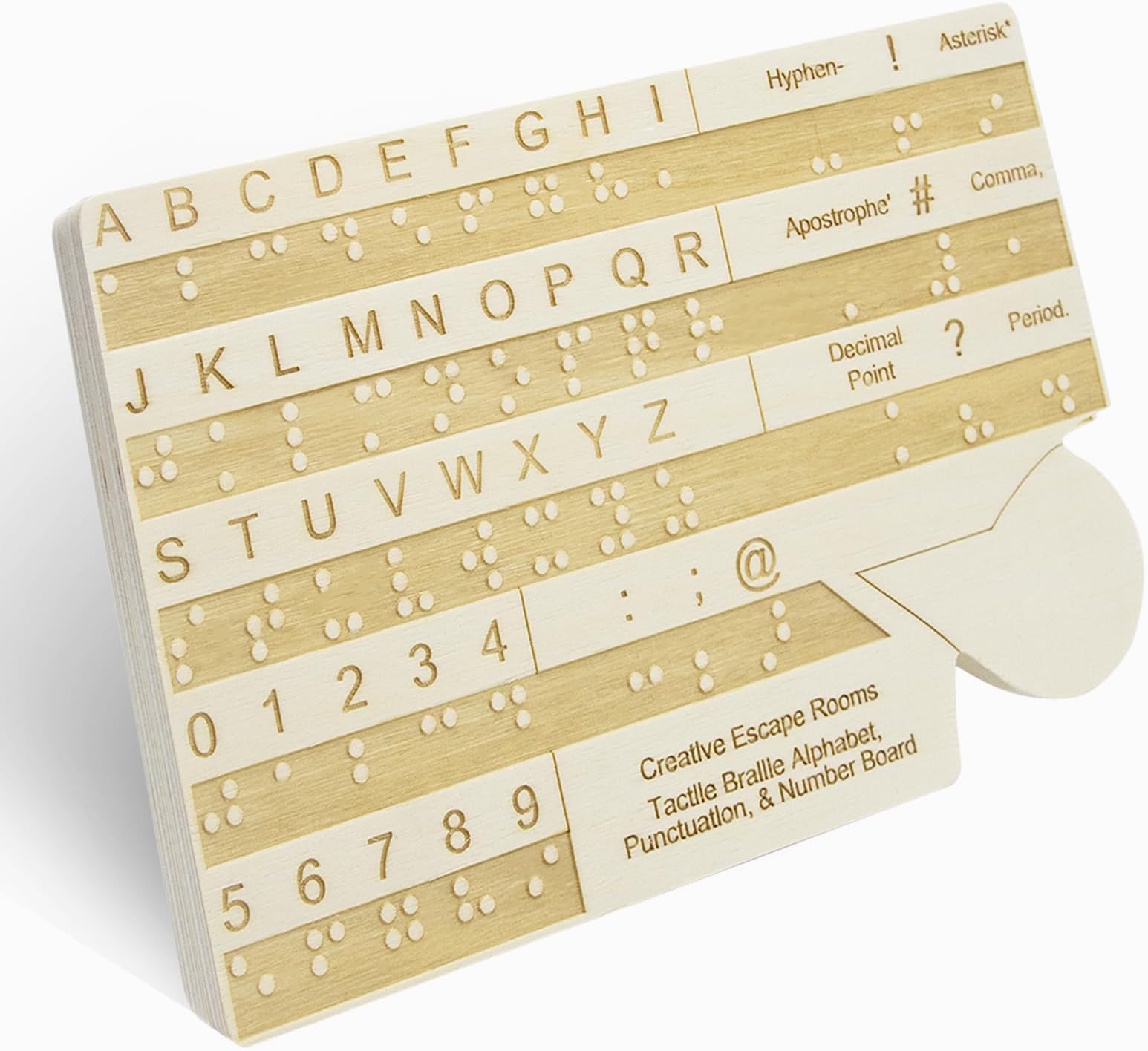 Amazon.com: Wood Braille Alphabet Board with Raised Dots - Wood Braille Fingerboard Carved Dots ...