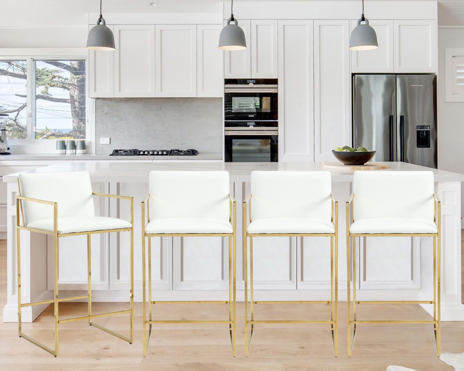 Amazon.com: LIVINOVA Modern Gold Counter Height Bar Stools Set of 4, 25 ...