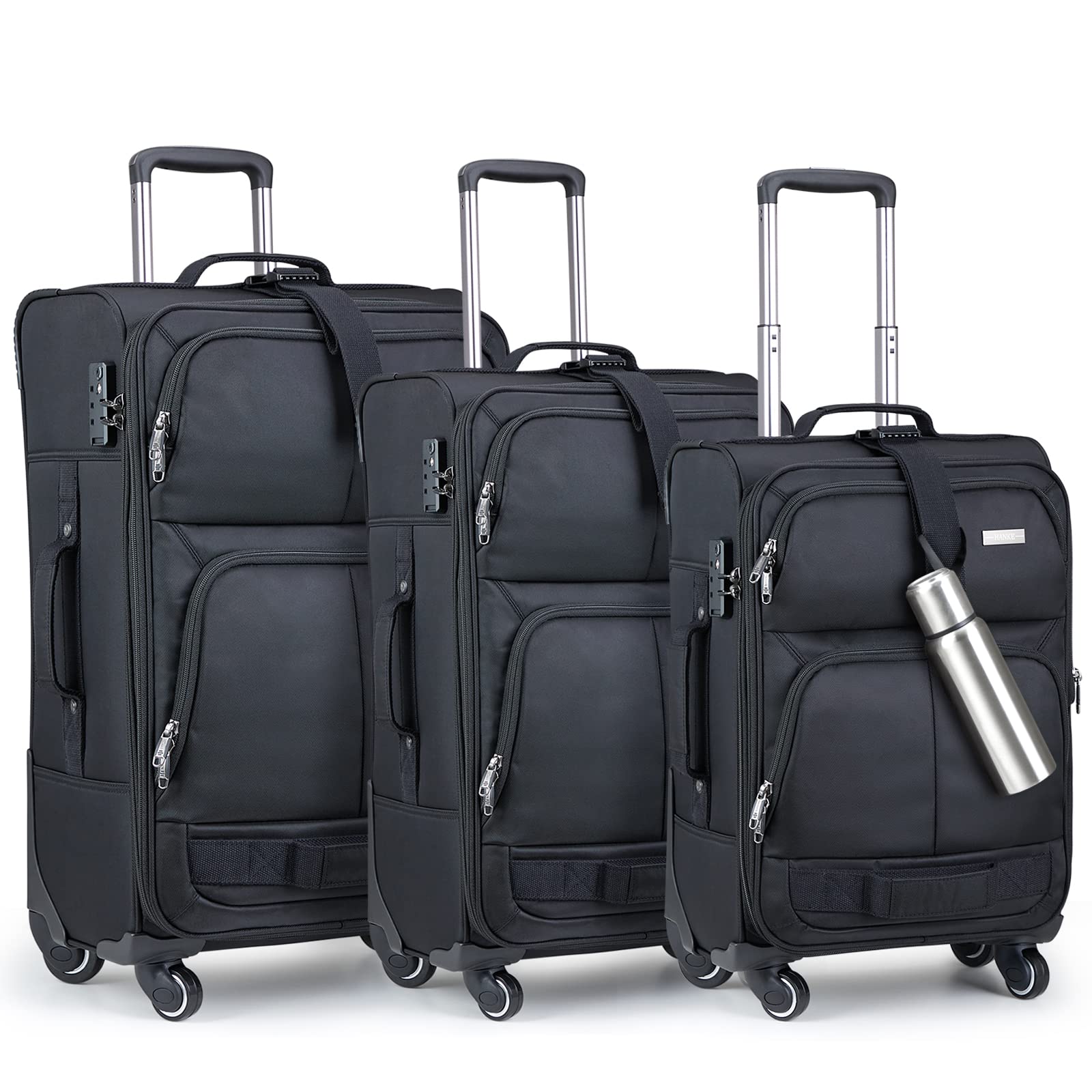 Hanke ã€?New Arrivalã€‘ Multi-function 3-Piece Set Softside Expandable ...