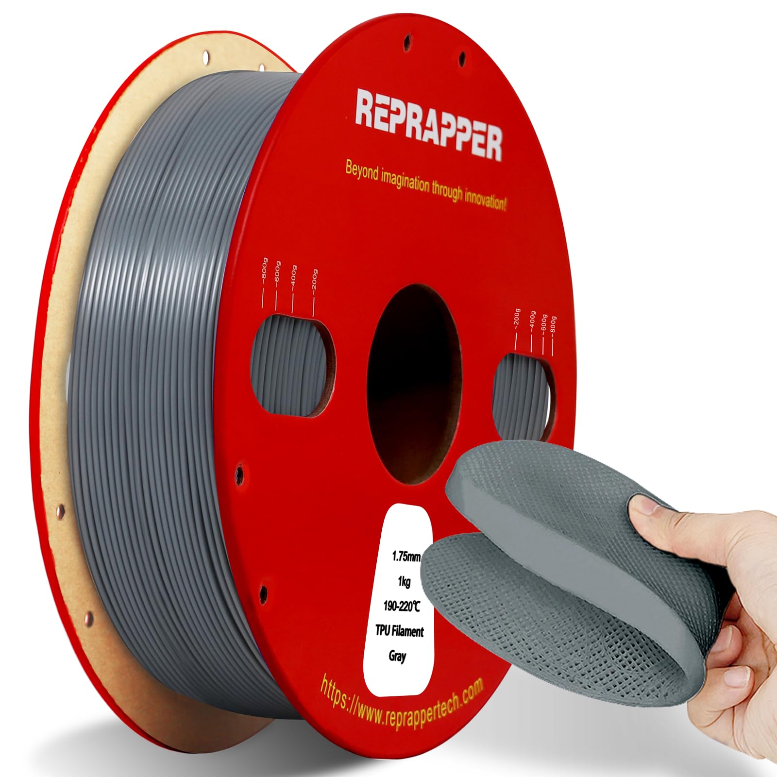 Snapklik.com : Reprapper Grey TPU Filament, 95A Shore Hardness 1kg TPU ...