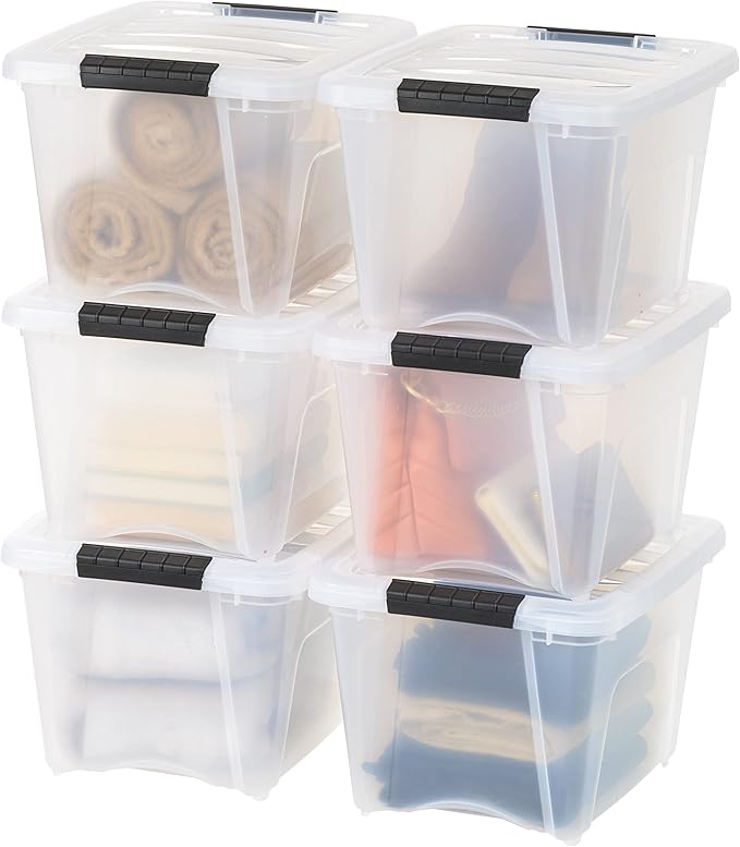 IRIS USA 18 L Plastic Storage Box with Lid and Latches - 6 Pack - BPA ...