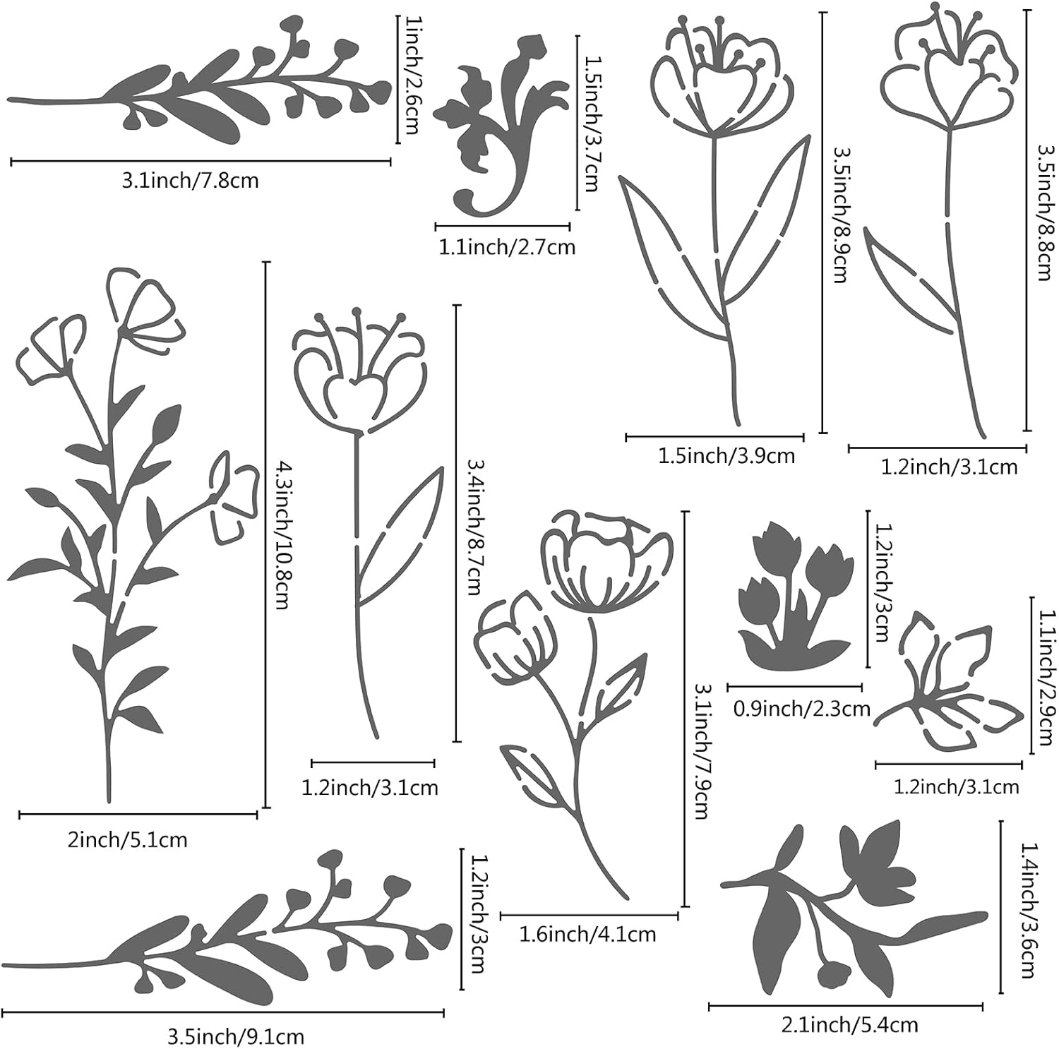 GORGECRAFT 6.3 Inch Flower Metal Stencil Flower Leaves Stencils Dies ...