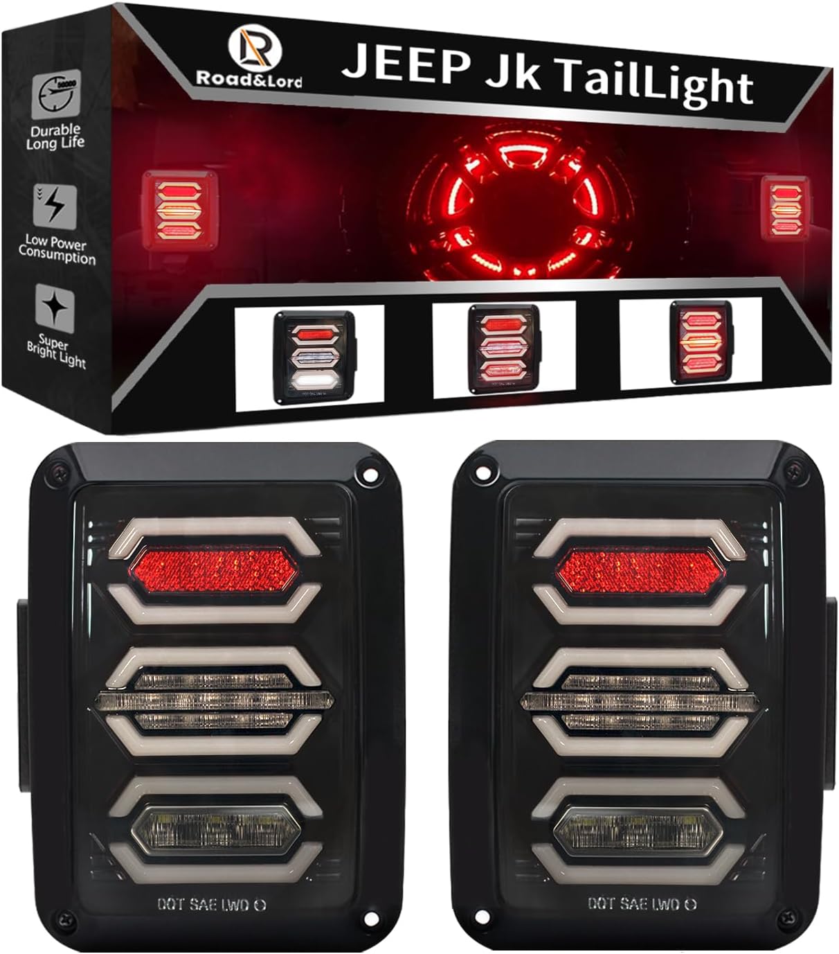Amazon.com: BeltandRoad Wrangler JK Tail light - Clear LED Tail Light ...