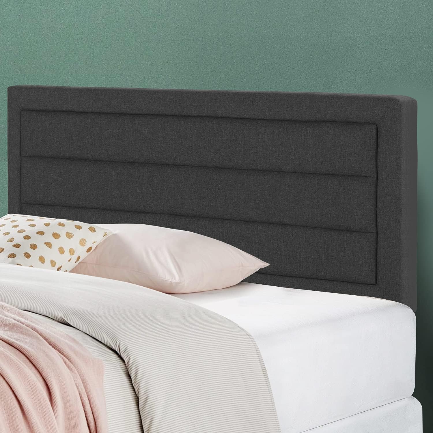 Amazon.com - VECELO Upholstered Headboard Banded Tufted Headboards Gray ...