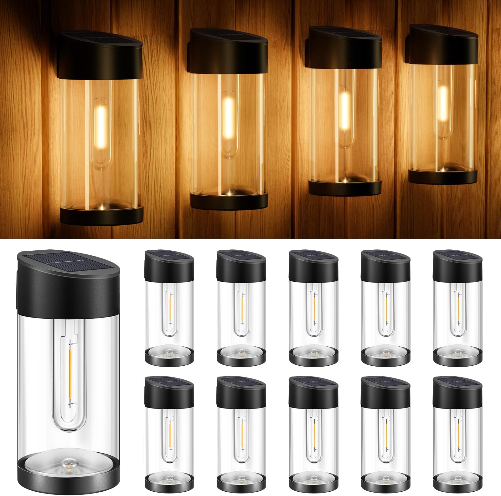 Outdoor Solar Lights, 6 Pack Solar Deck Lights, Solar Fence Lights 2 ...