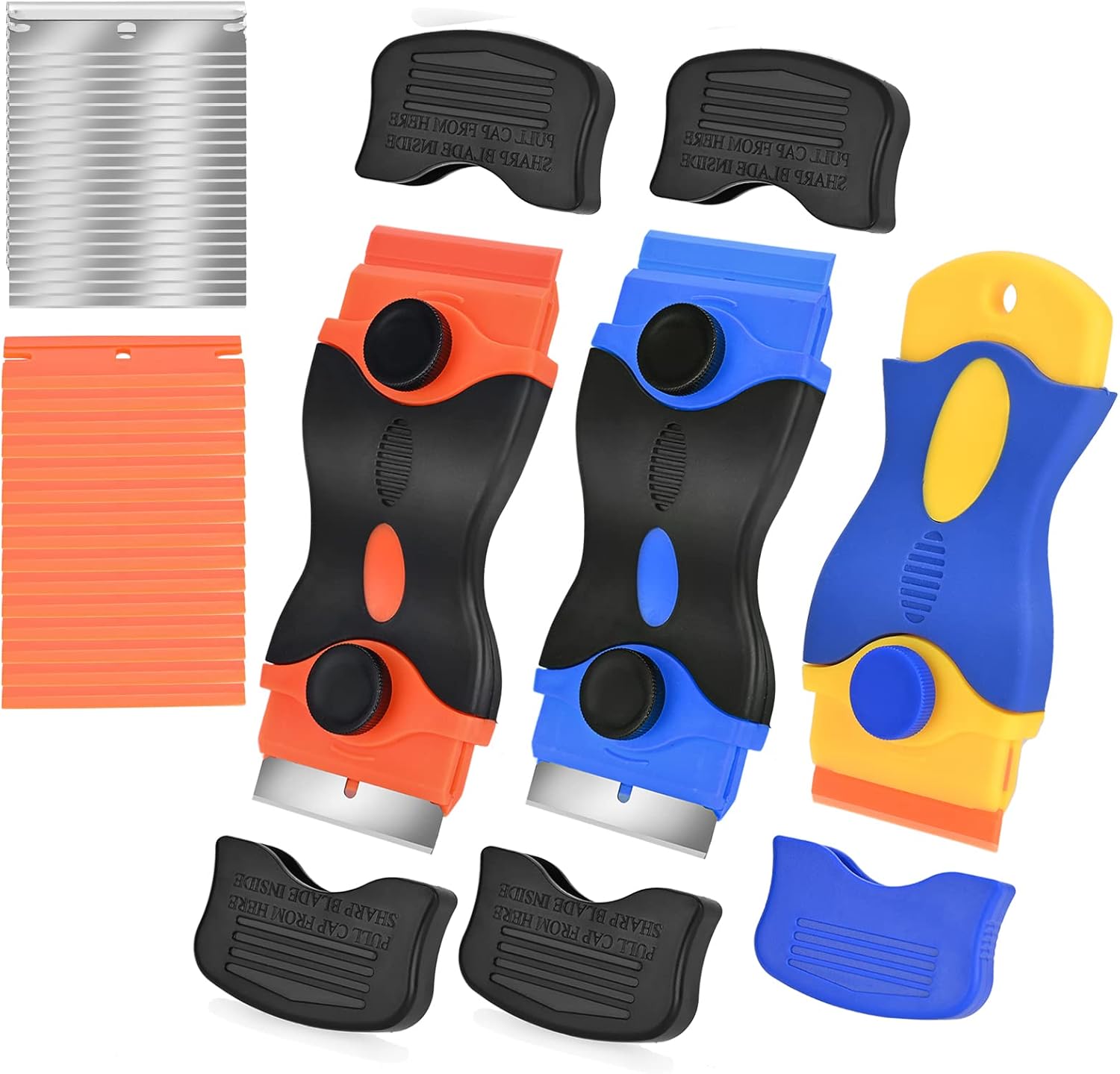 Razor Blade Scraper, 3 Pack Razor Scraper Tool with 50 Plastic & 30 ...