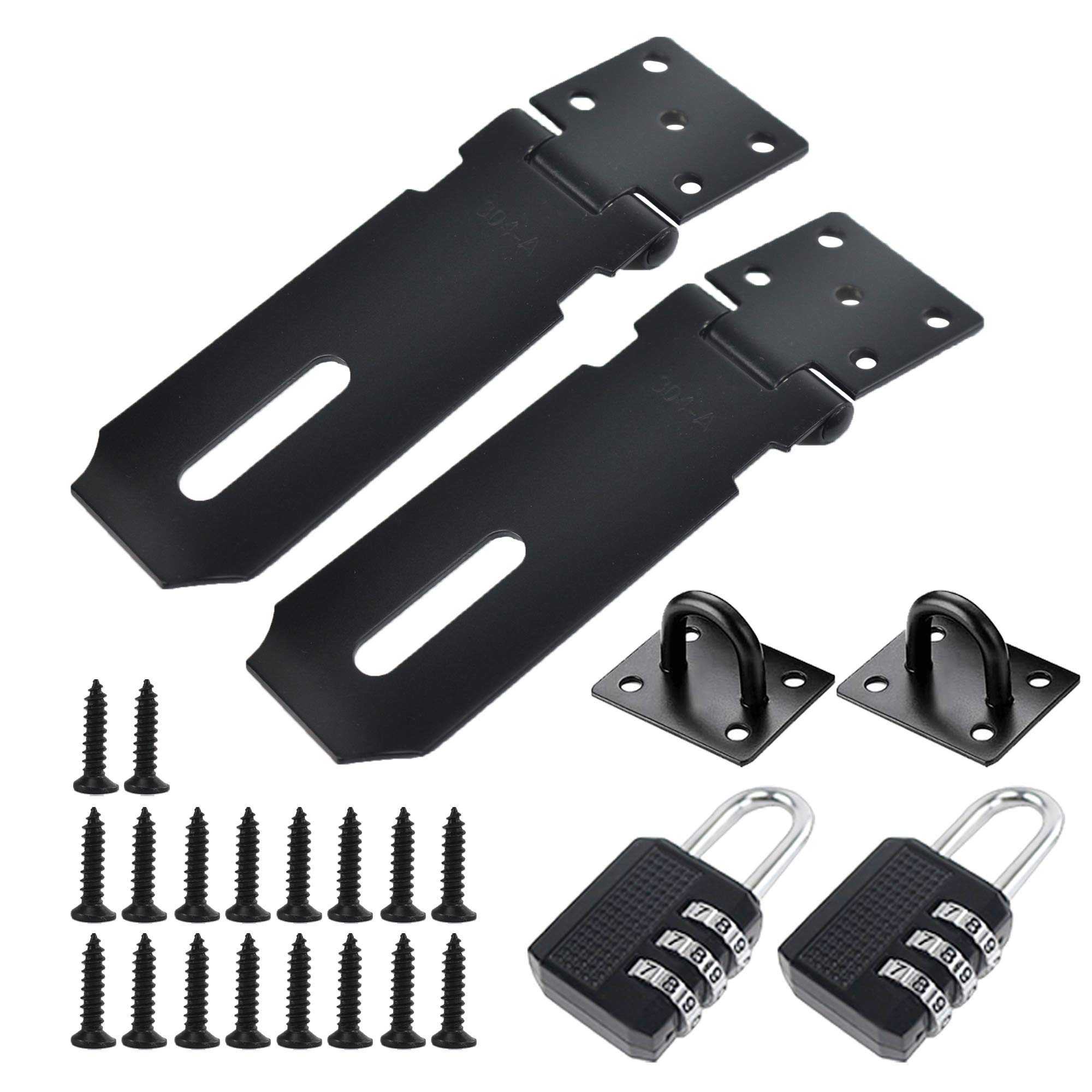 Buy Door Latch Hasp with Combination Padlock, Padlock Hasp Heavy Duty ...