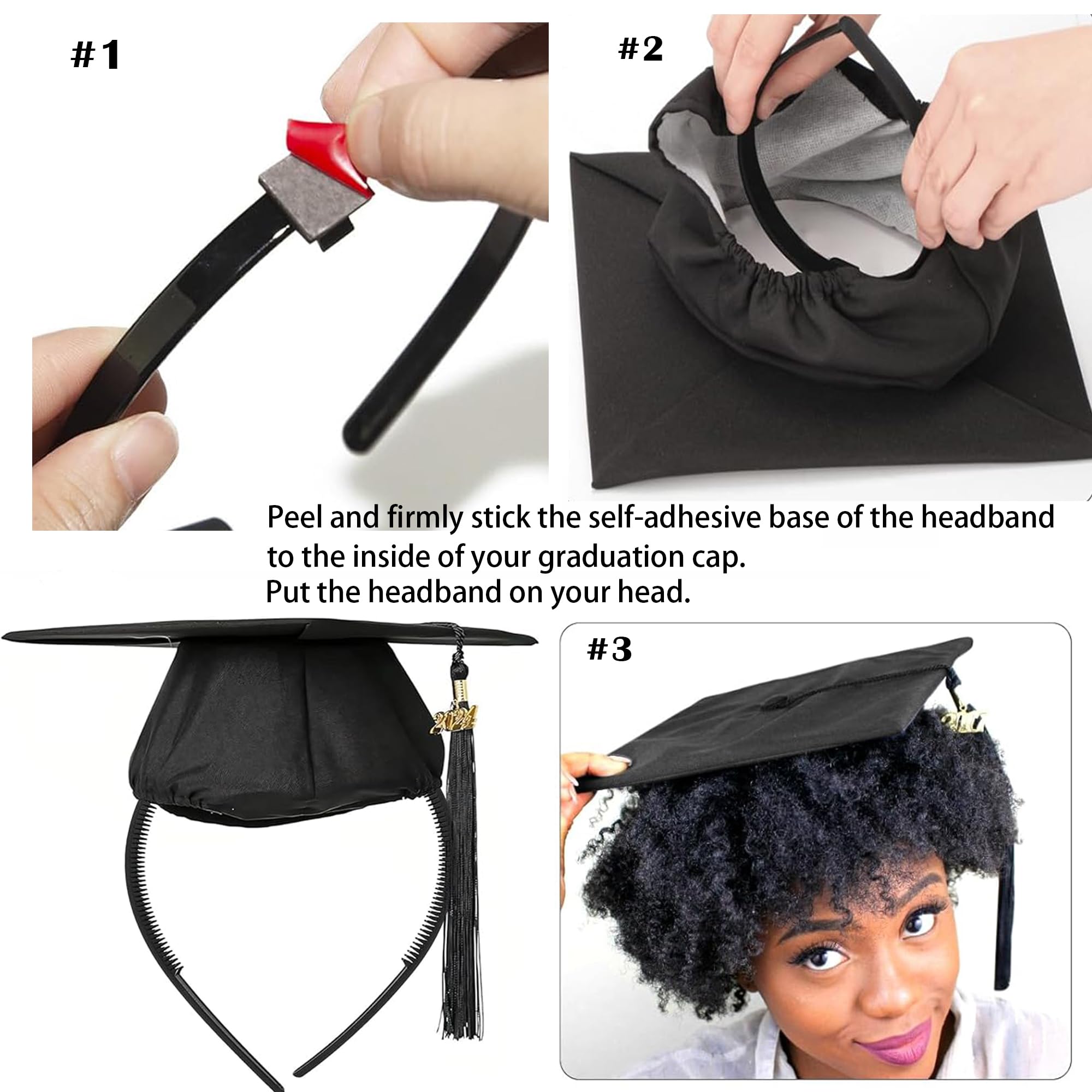 Snapklik.com : Ayesha Graduation Cap Headband Secures Your Graduation Cap