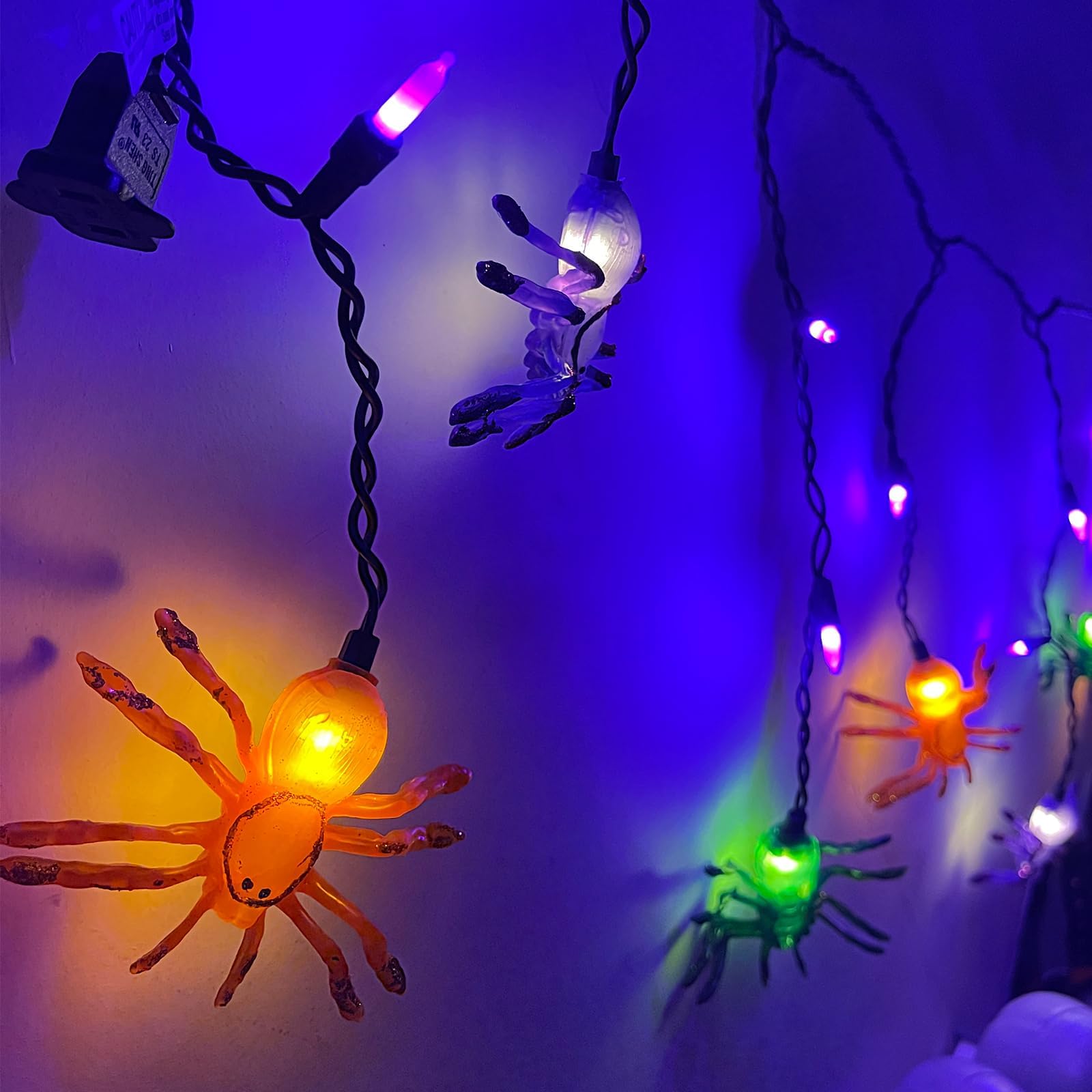 RECESKY 2 Pack Purple Spider String Lights with Timing Function- Total ...