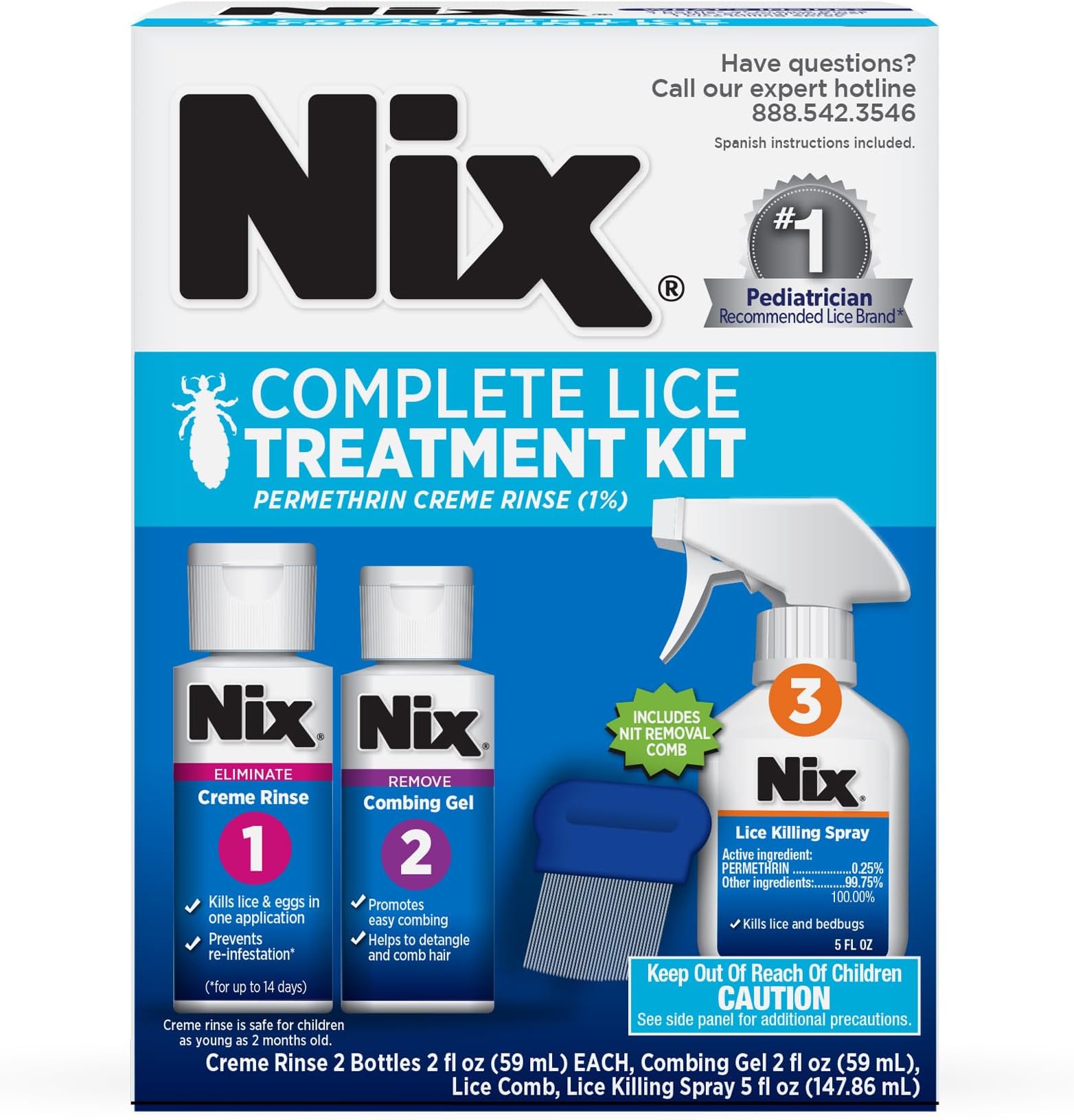 Amazon.com: Nix Complete Lice Treatment Kit, Lice Treatment for Hair ...