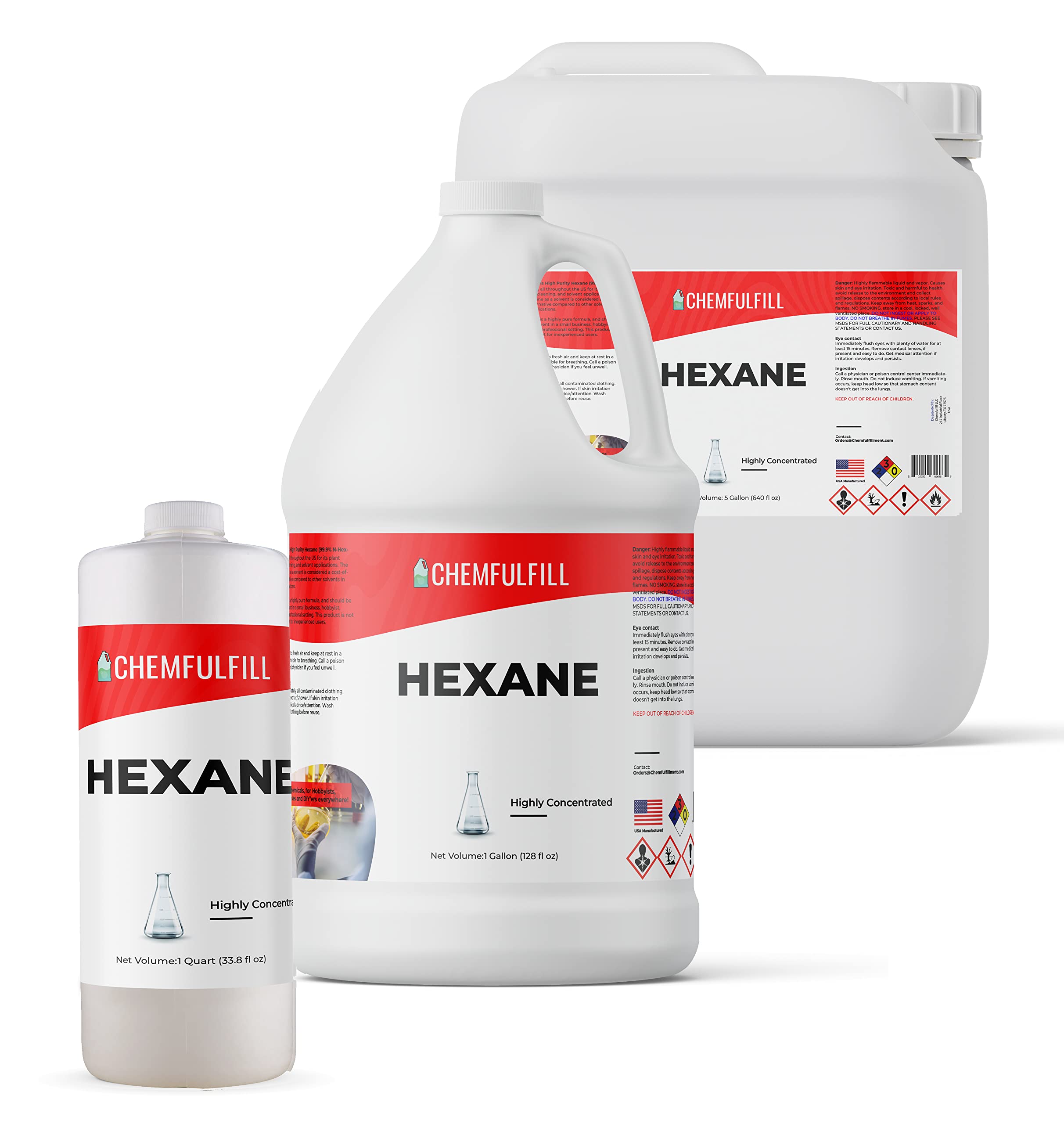 Chemfulfill Hexane – Extremely High Purity (N-Hexane) (5-Gallons (640 ...
