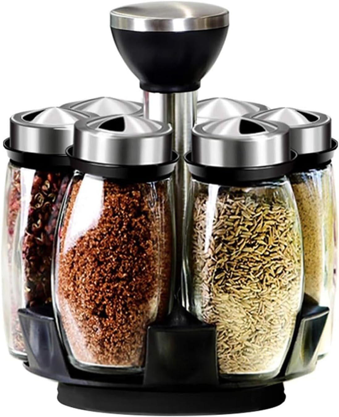 Amazon.co.jp: Rotating Spice Rack Organizer Condiment Rack with 6 Glass ...