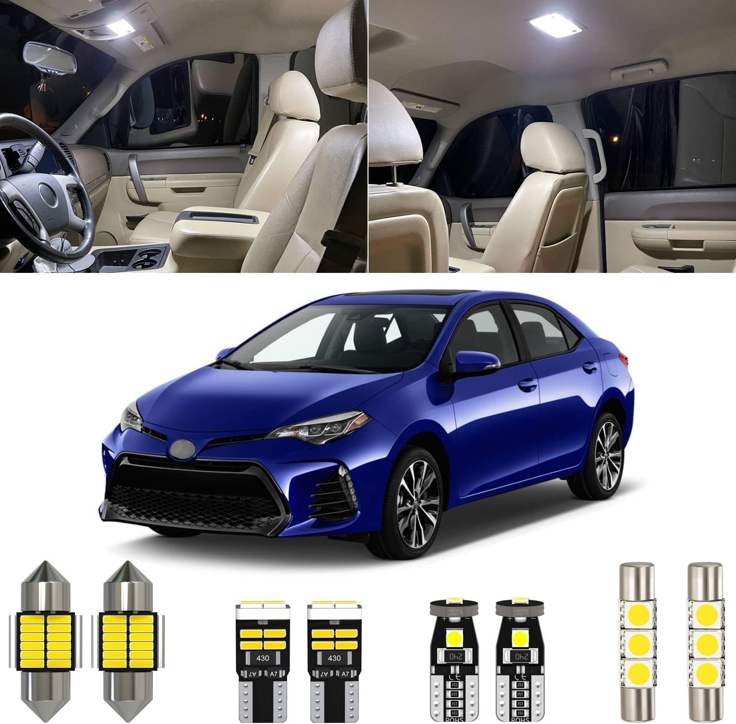Amazon.com: Xpismii 6 Piece 6000K White Corolla LED Interior Light Kit ...
