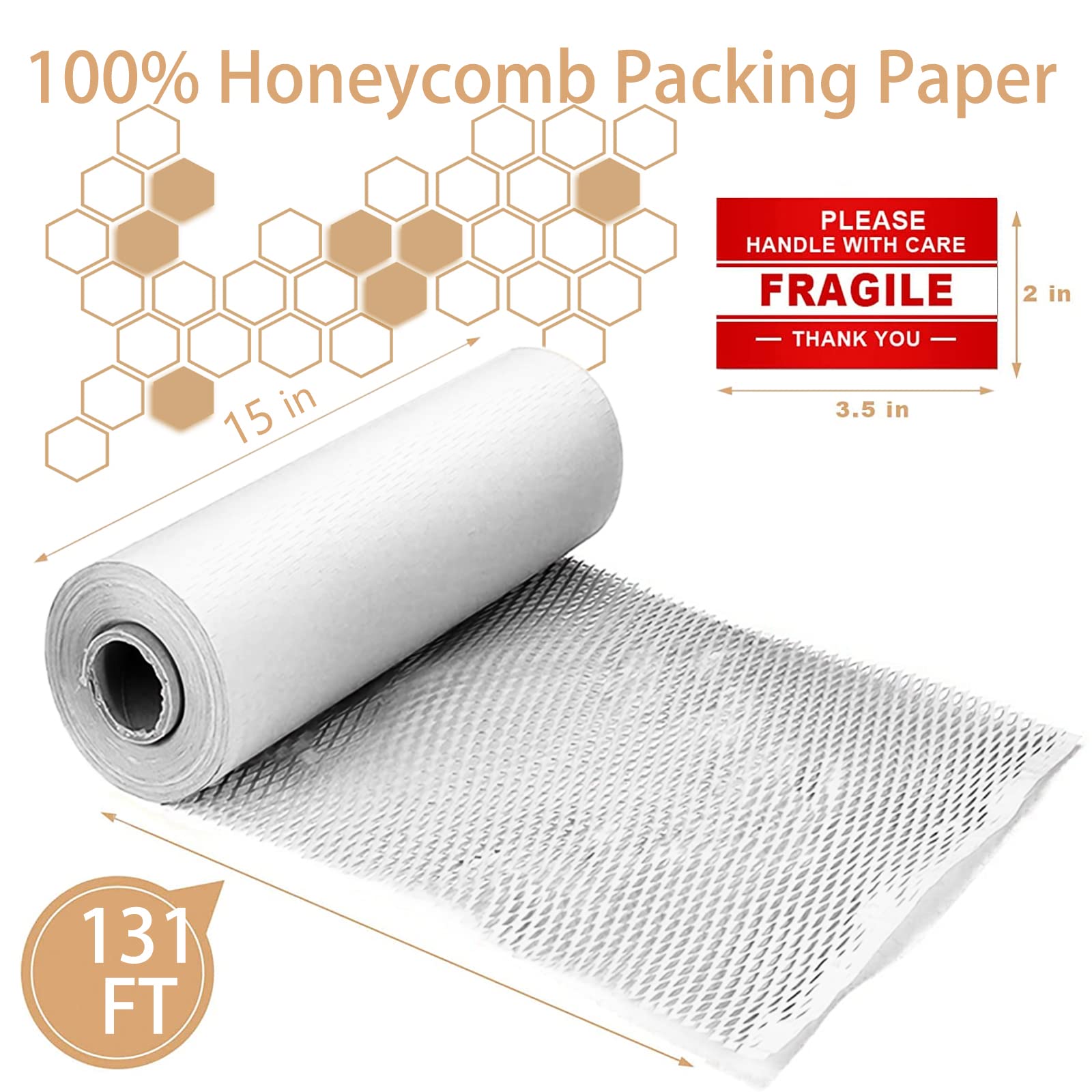 Snapklik.com : Onesimcr White Honeycomb Wrapping Paper Wrap 15"x131 ...